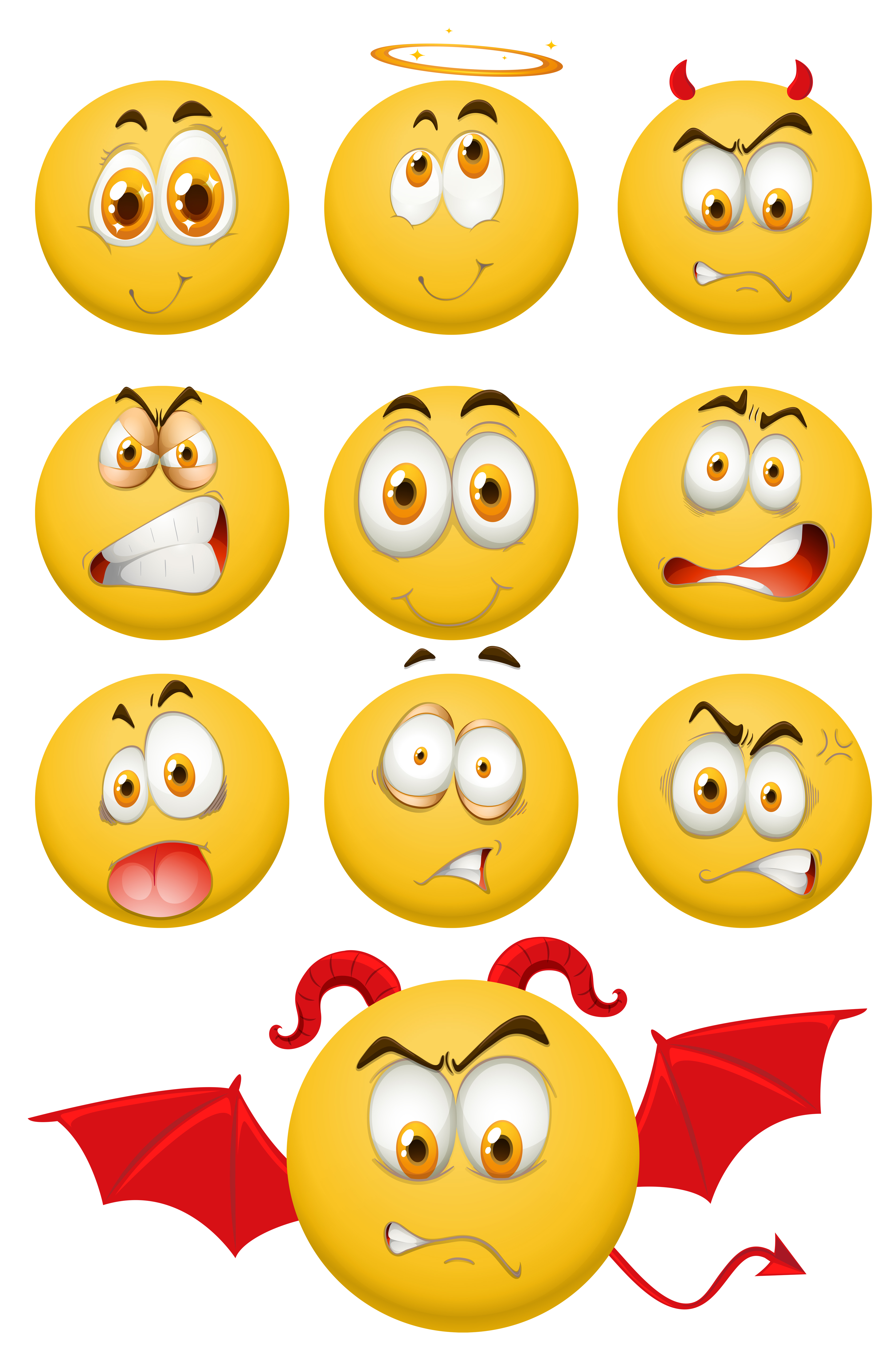 Yellow Balls With Facial Expressions 301542 Vector Art At Vecteezy