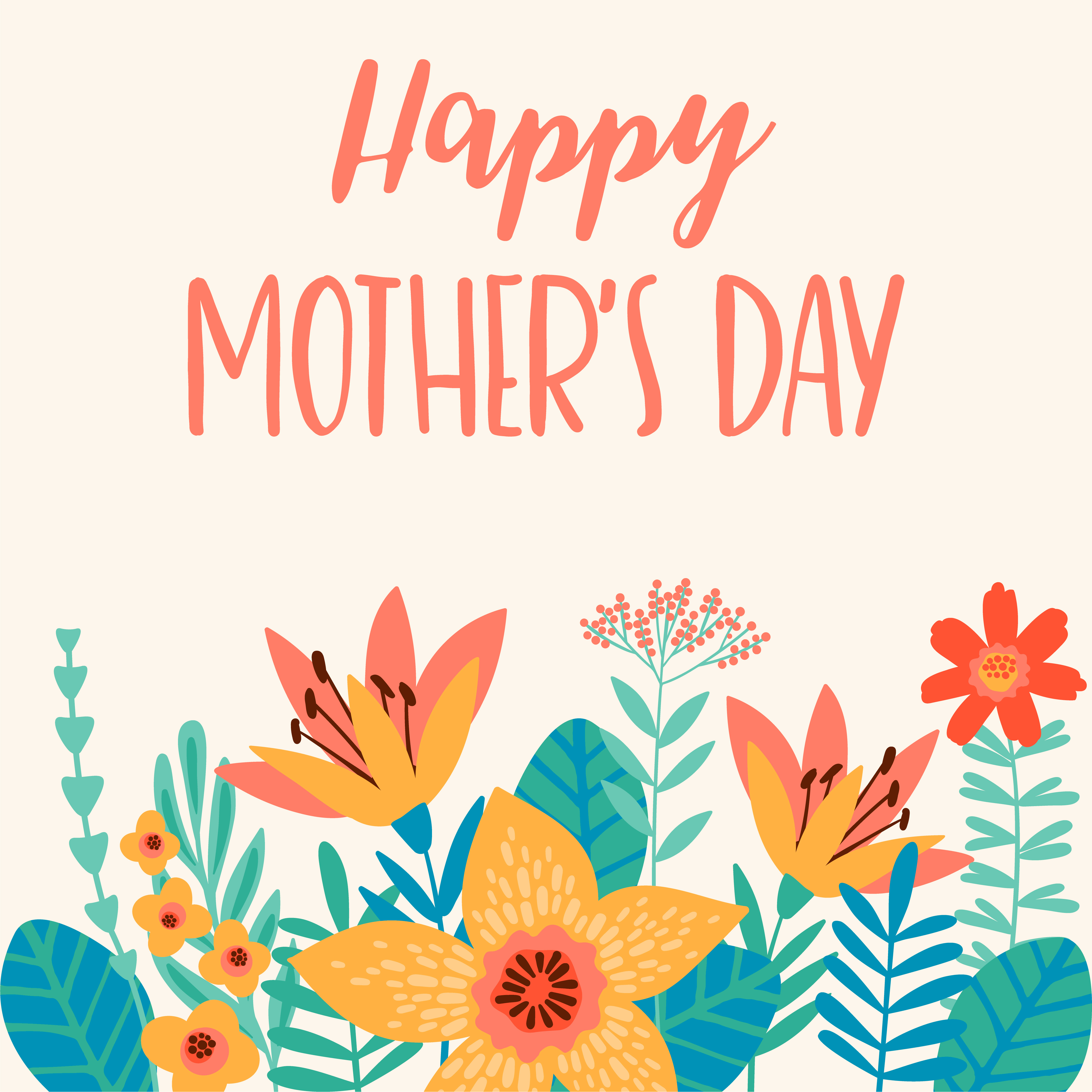 Happy Mothers Day Vector Illustration With Flowers 302622 Vector Art