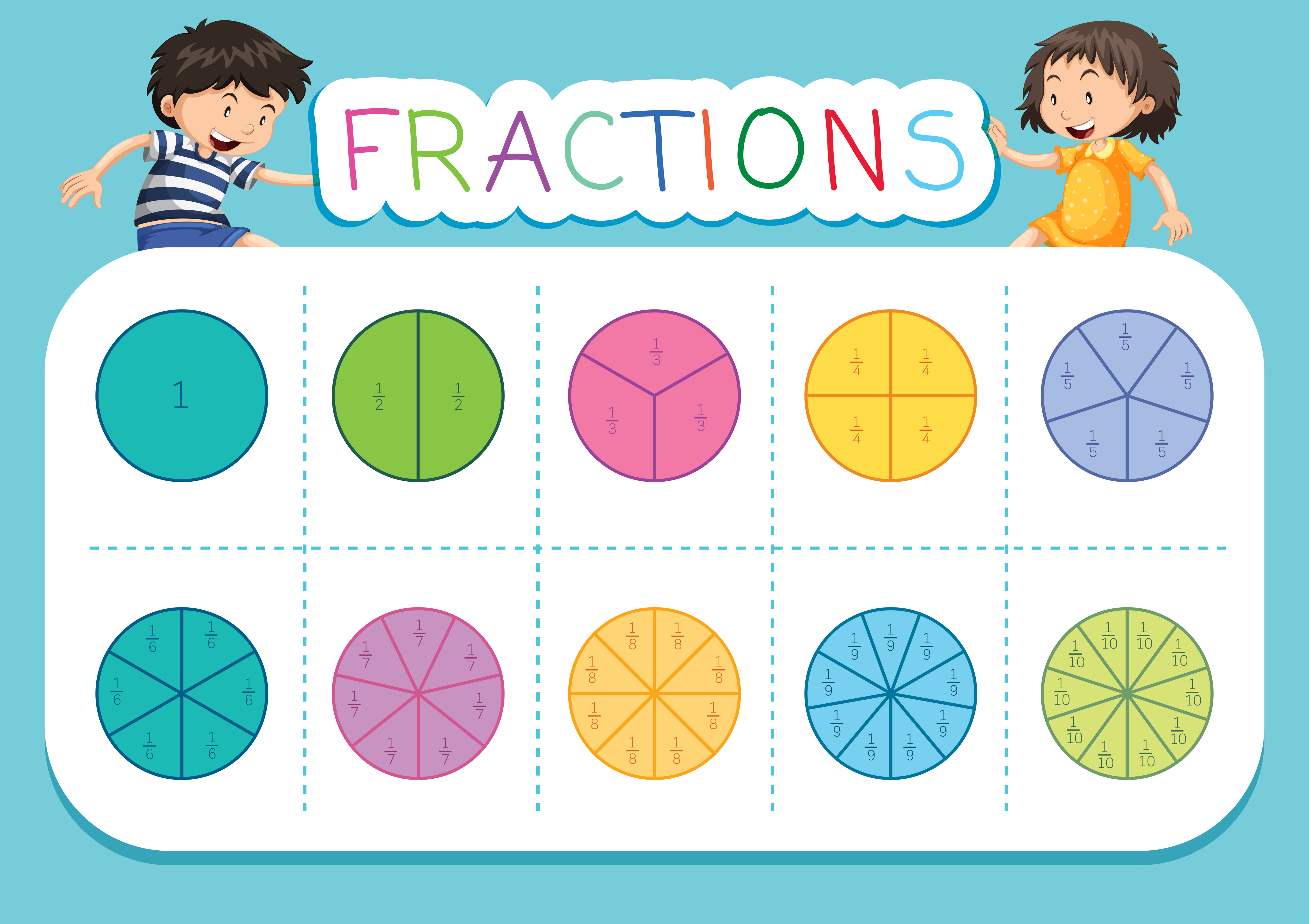 A Math Fractions Worksheet 303311 Vector Art At Vecteezy