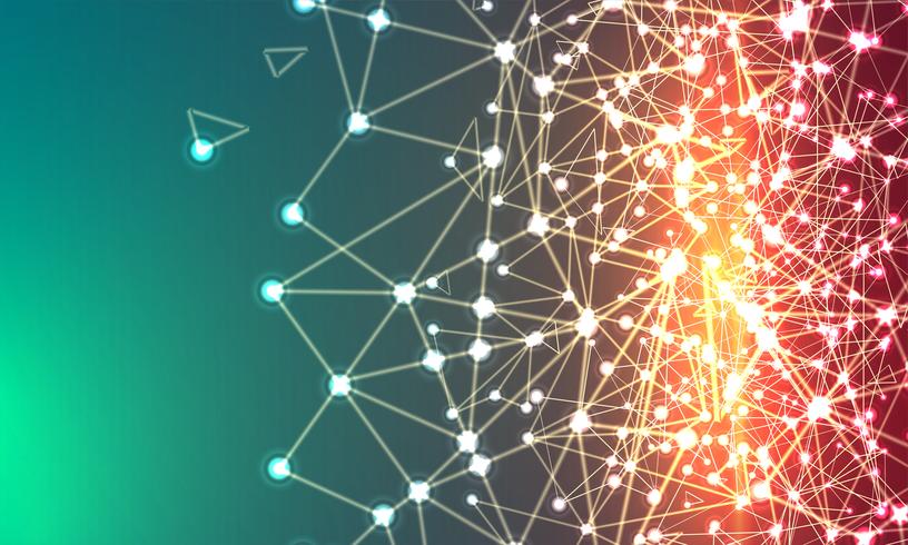 Abstract Polygonal Colorful Background With Connected Dots And Lines
