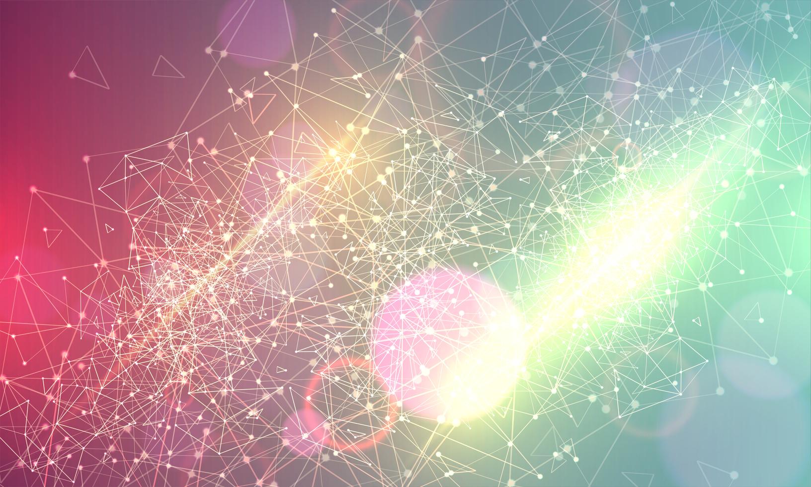 Abstract Polygonal Colorful Background With Connected Dots And Lines Connection Structure