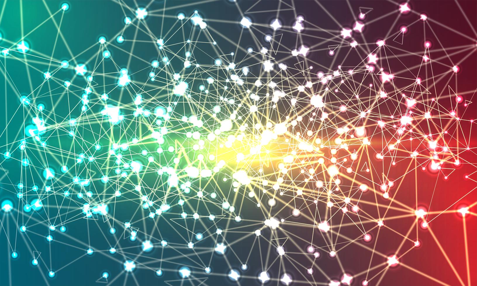 Abstract Polygonal Colorful Background With Connected Dots And Lines Connection Structure