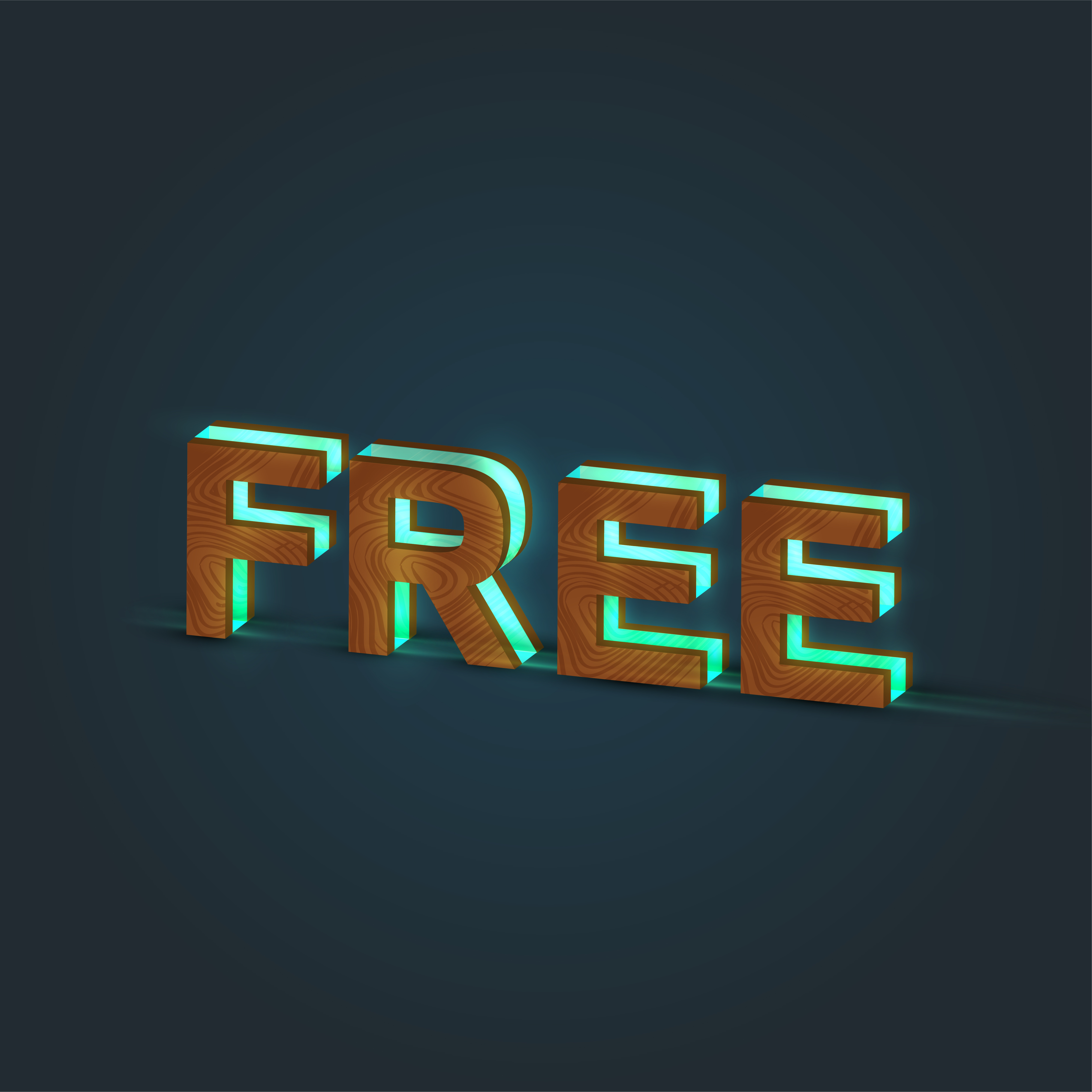Free Realistic Illustration Of A Word Made By Wood And Glowing