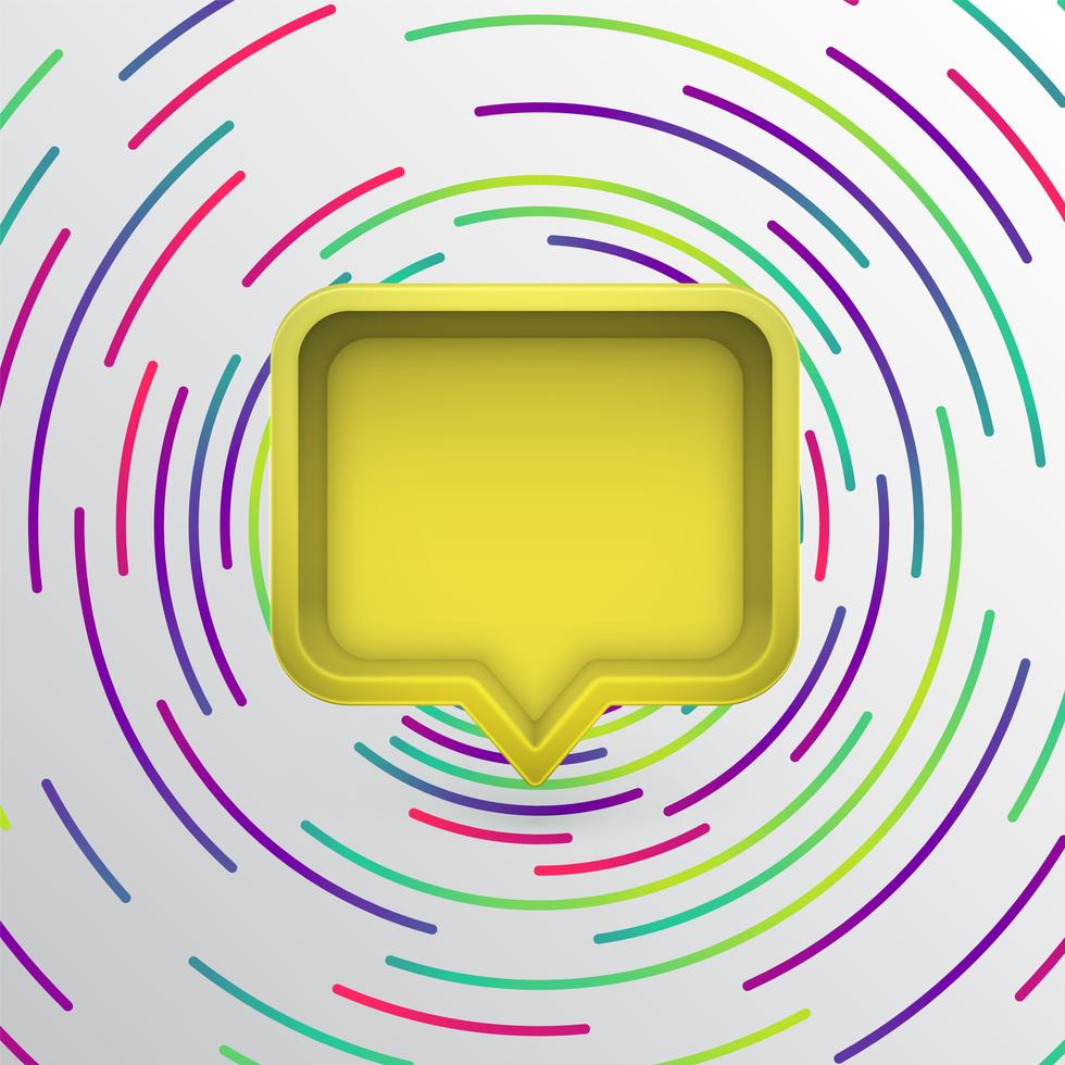 Realistic 3D speech bubble with colorful circles, vector illustration ...