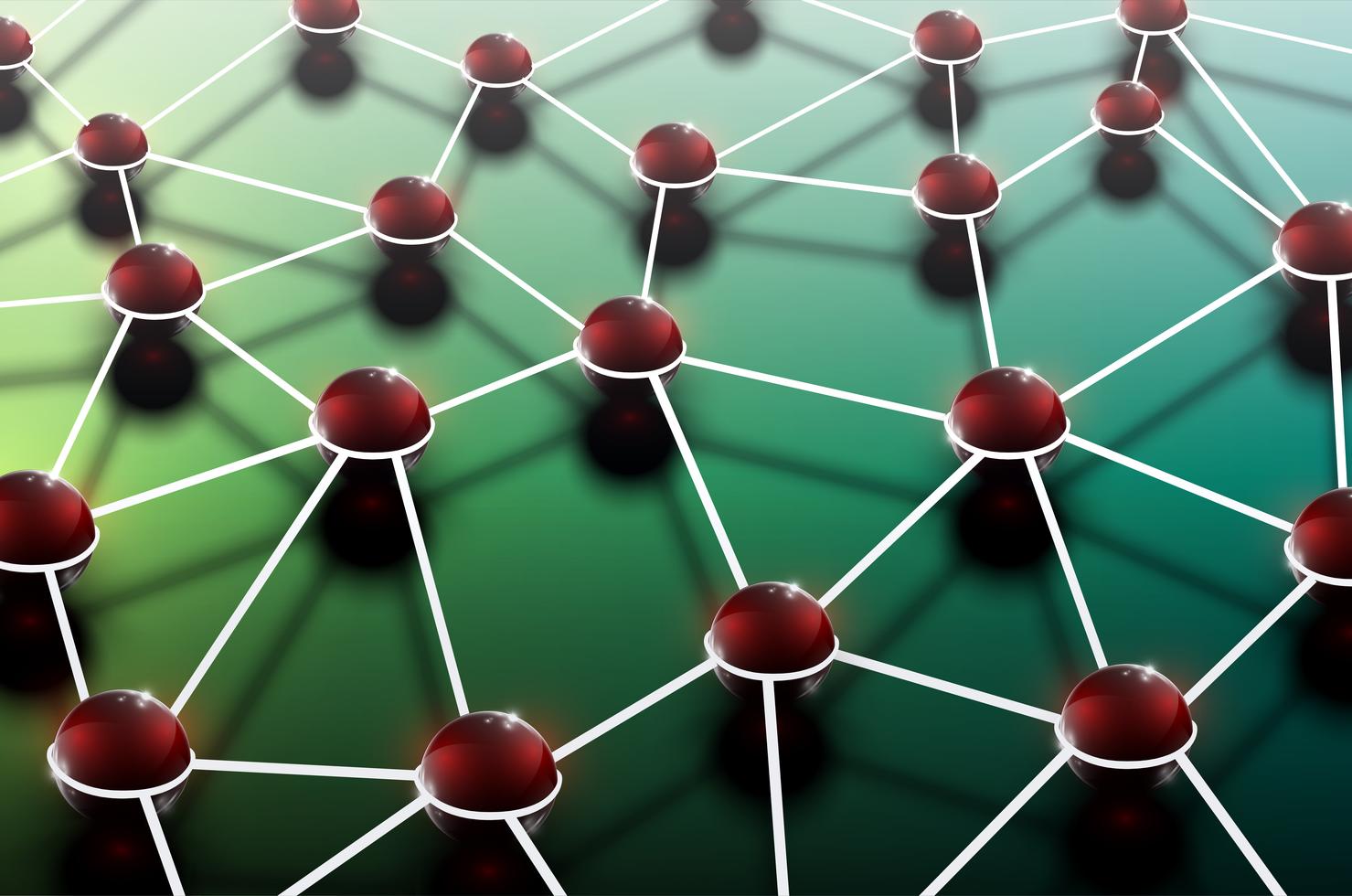 Abstract Polygonal Colorful Background With Connected Spheres And Lines Connection Structure