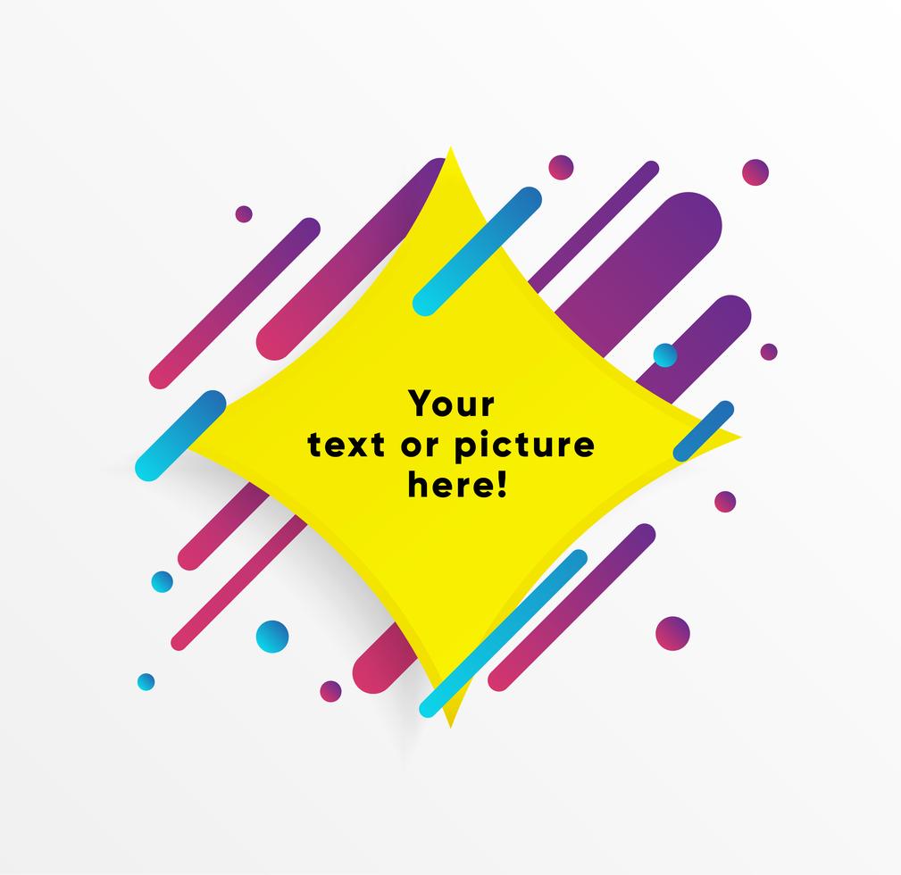 Yellow abstract Text box shape with trendy neon lines and circles ... Yellow abstract Text box shape with trendy neon lines and circles ...