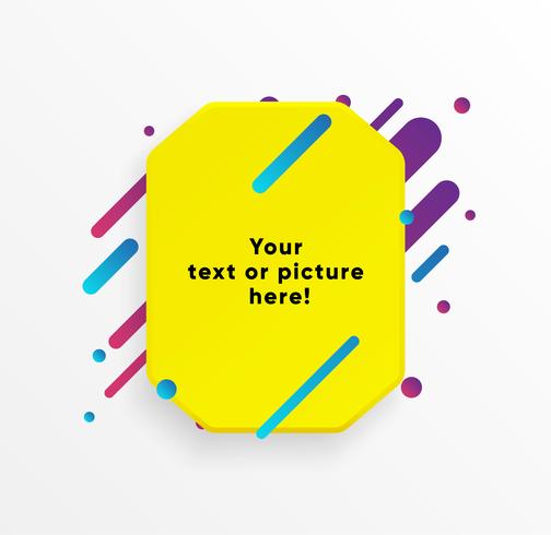 Yellow abstract Text box shape with trendy neon lines and circles ... Yellow abstract Text box shape with trendy neon lines and circles ...