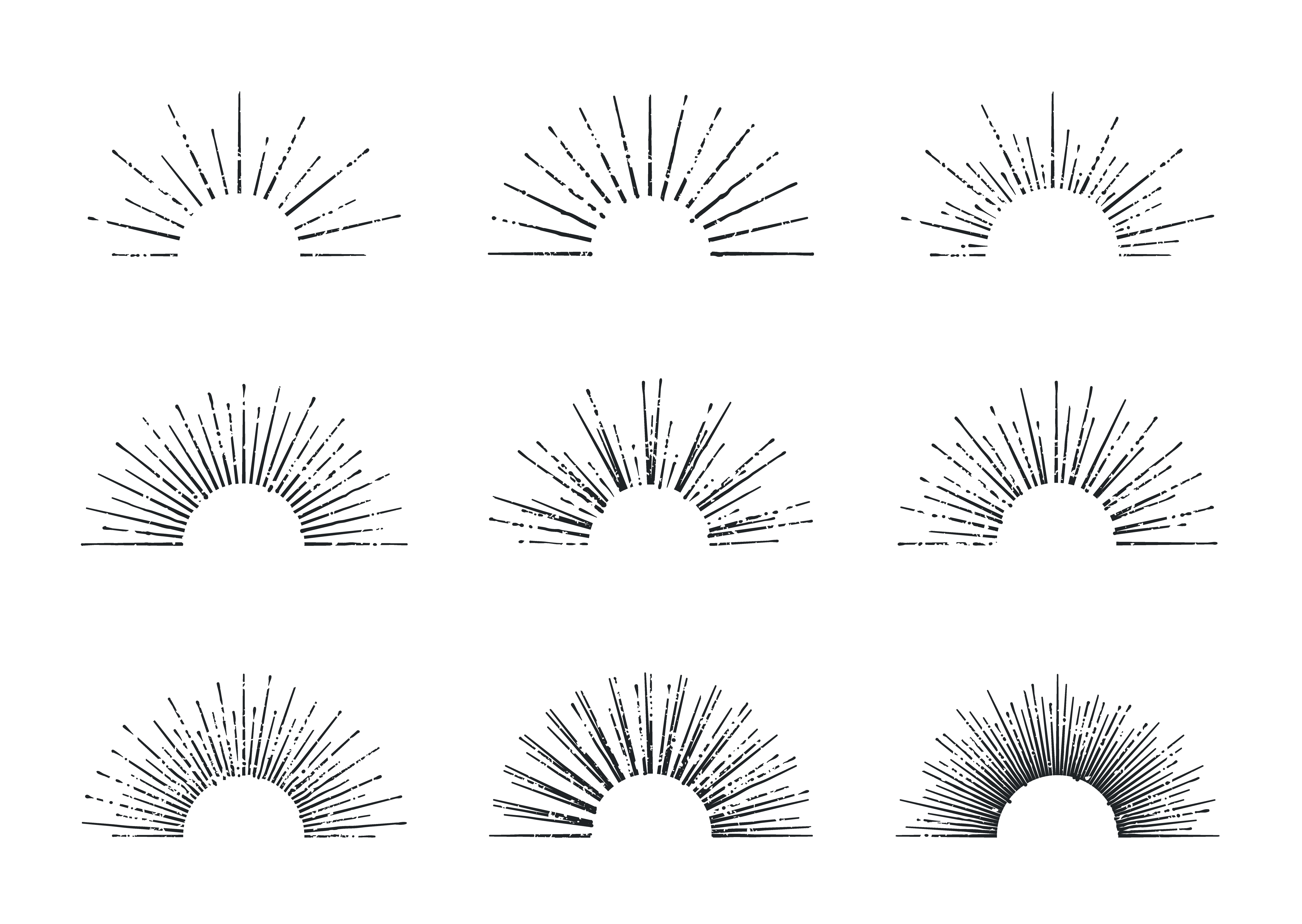Vintage Sunburst Shape Set Download Free Vector Art Stock Graphics 9ce