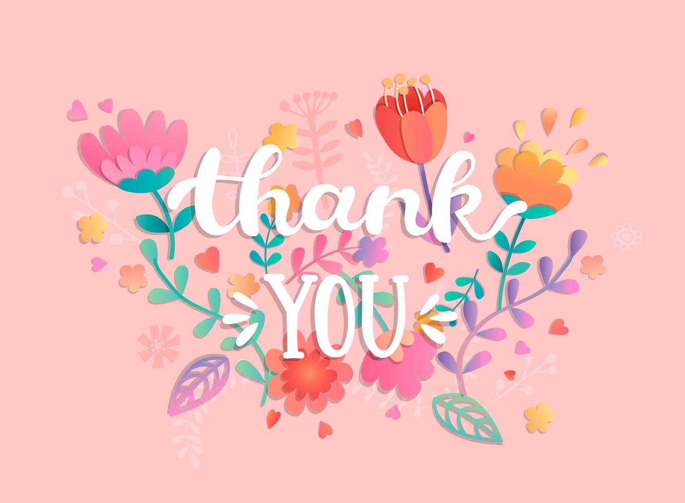 Thank You Handwritten Inscription With Flowers 332041 Vector Art At Vecteezy
