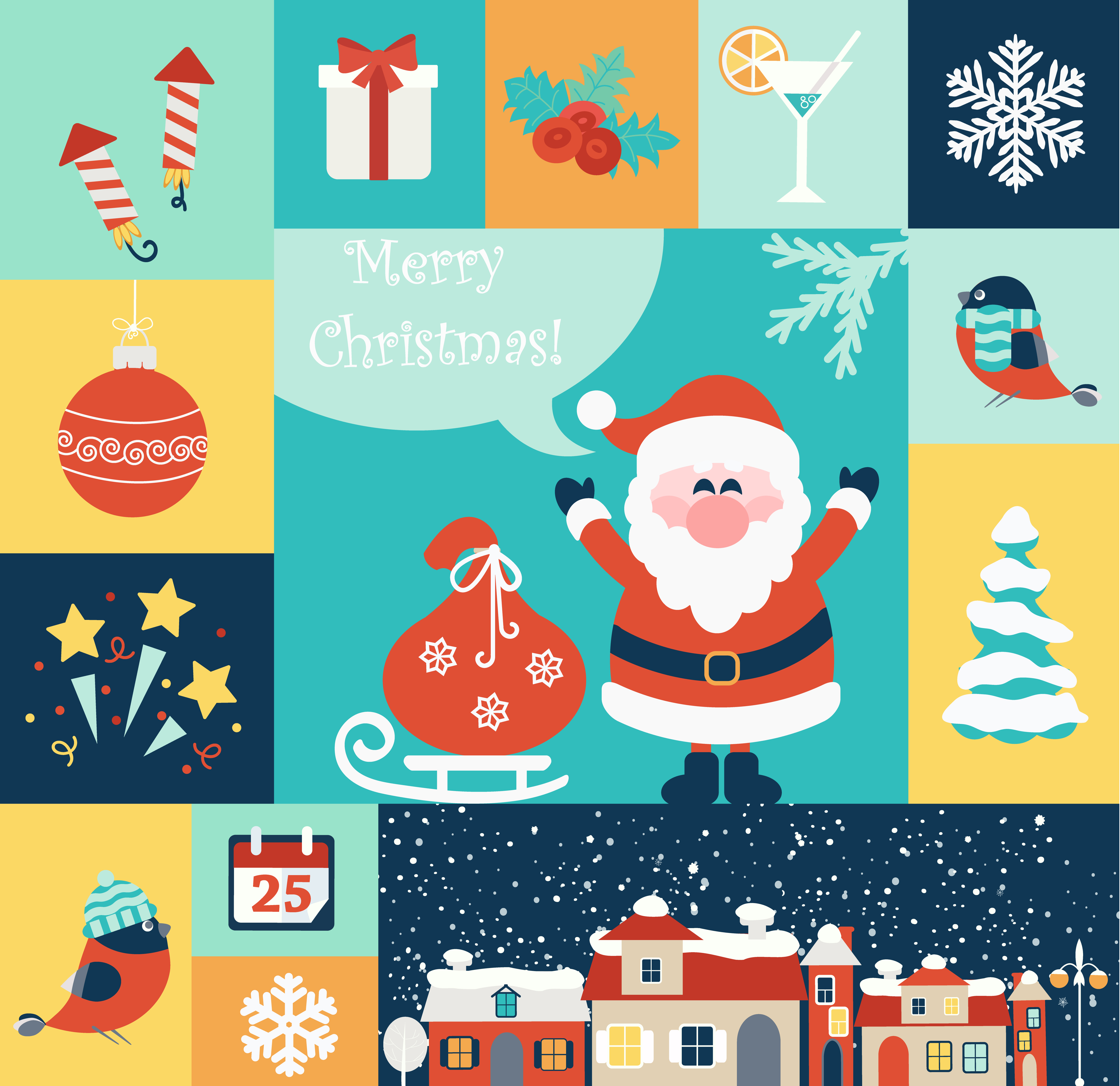 Christmas flat icons set. 332044 Vector Art at Vecteezy