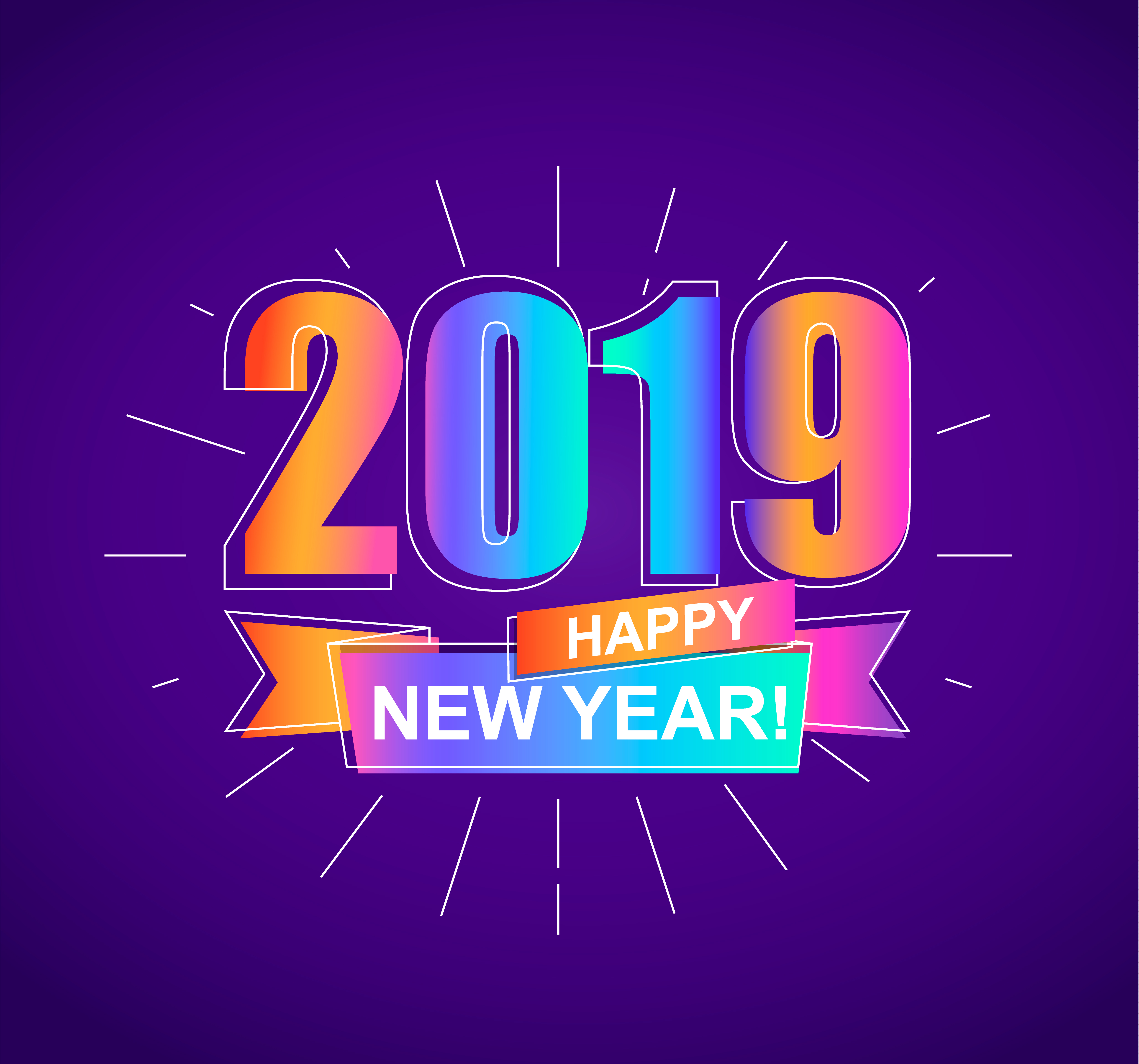 2019 Happy New Year colorful card. Vector. 332140 Vector Art at Vecteezy