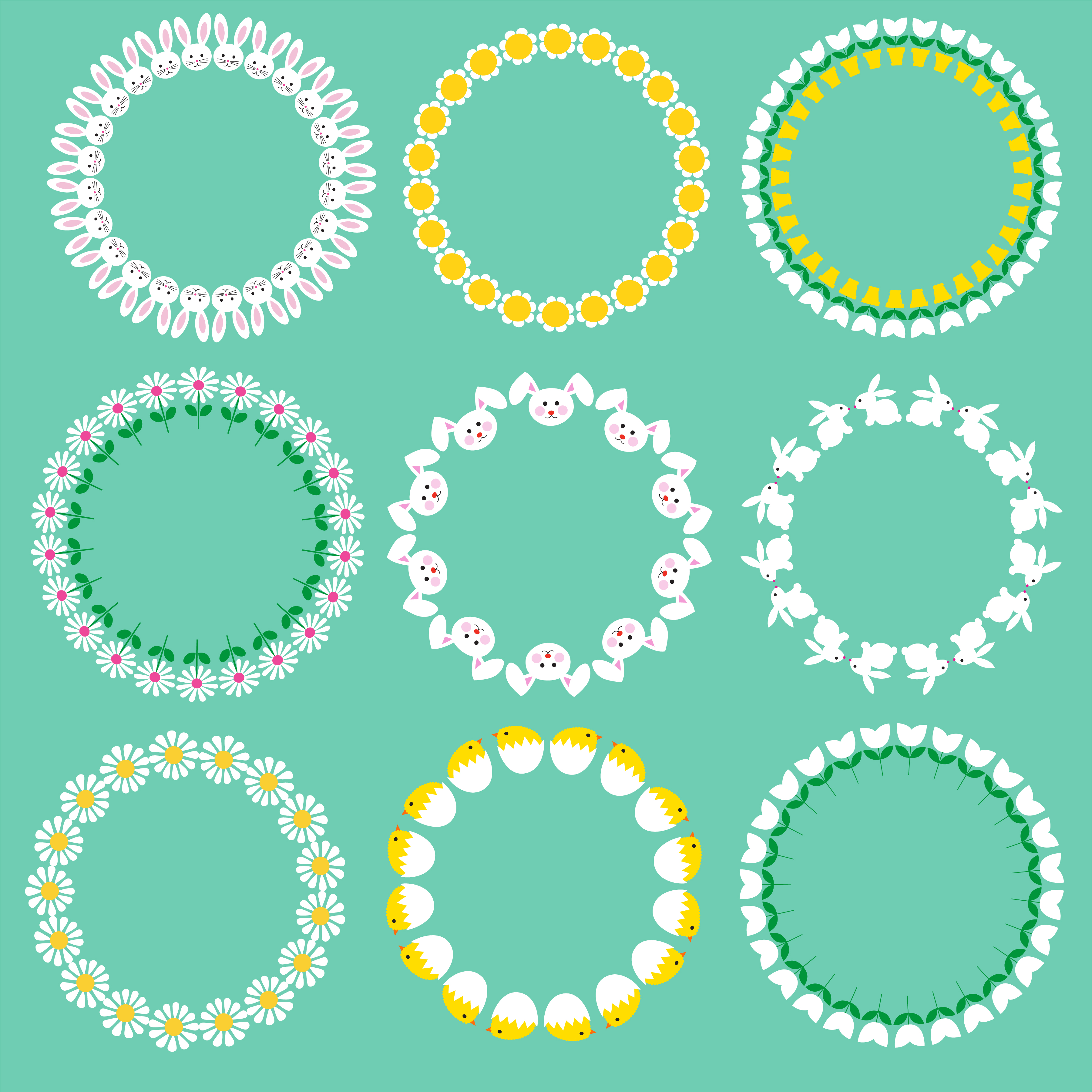 Easter circle frames 334112 Vector Art at Vecteezy