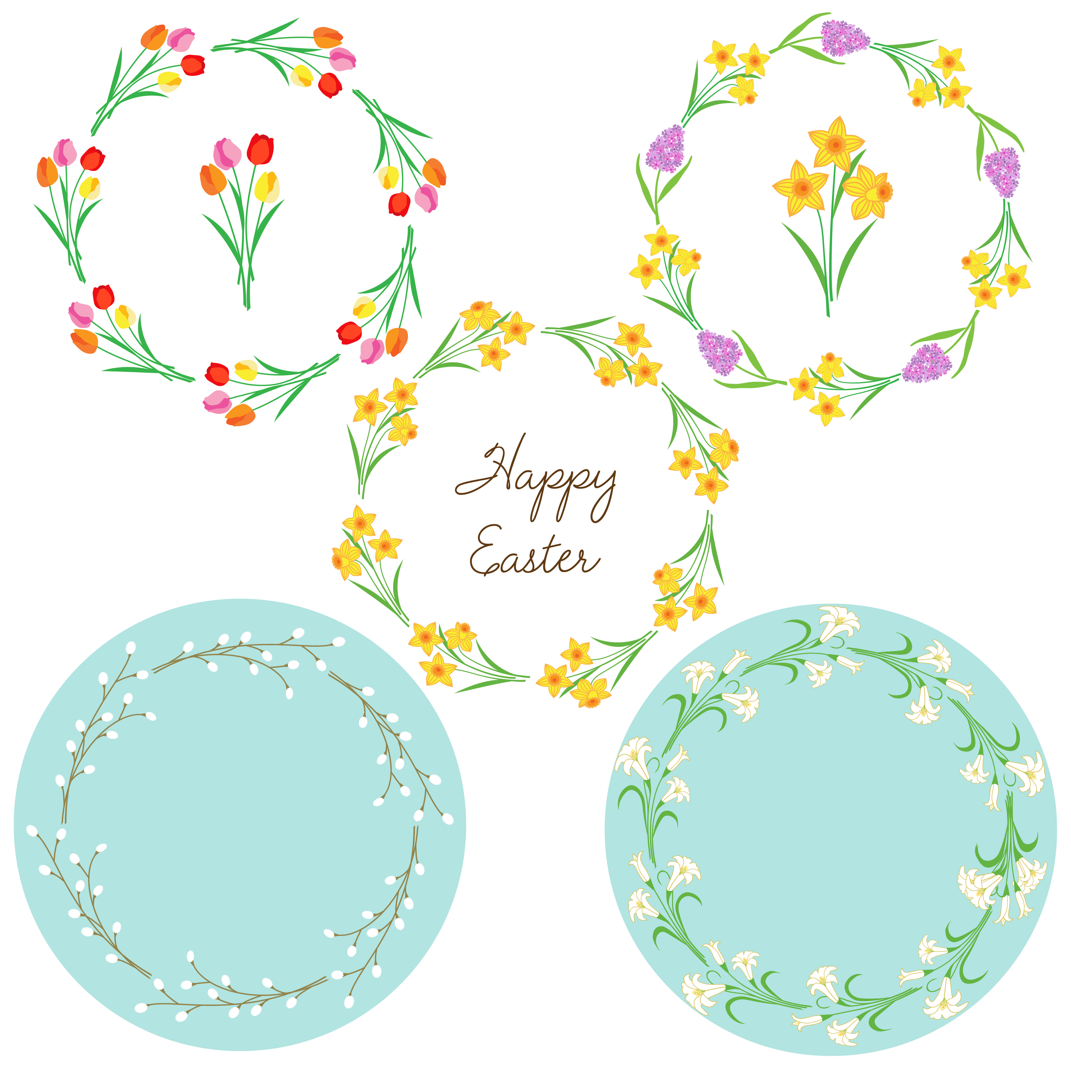 Printflower circle easter frames 335313 Vector Art at Vecteezy