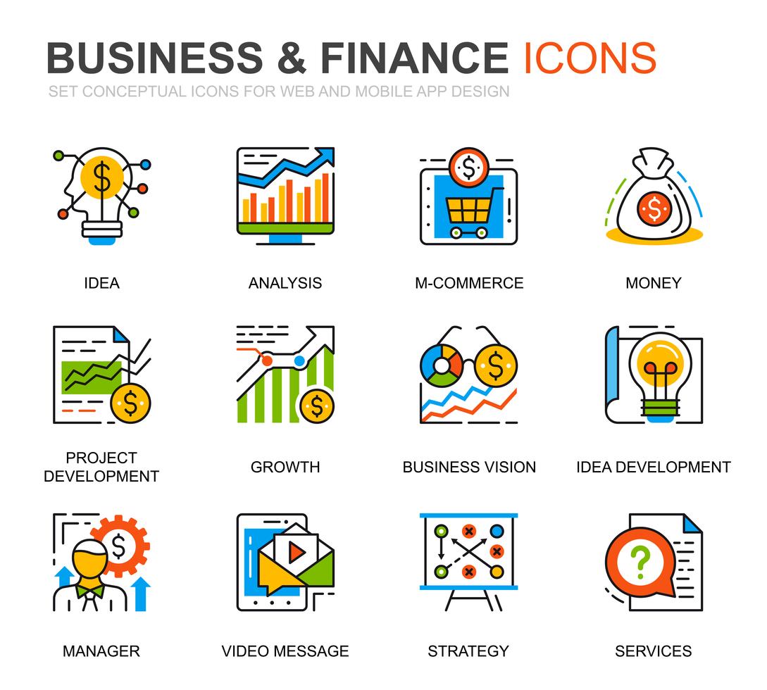Simple Set Business and Finance Line Icons for Website and Mobile Apps ...
