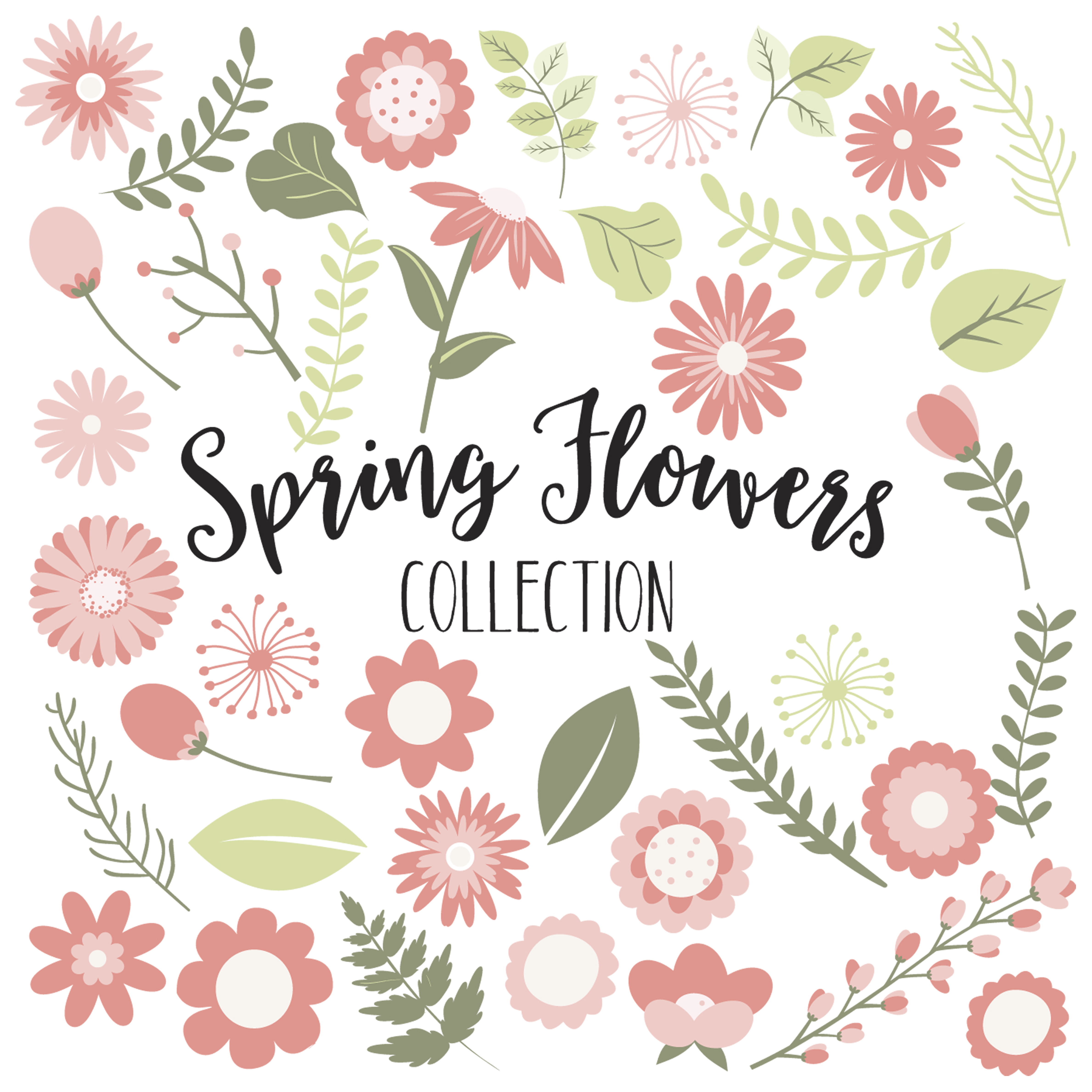 Peach Spring Flowers 340010 Vector Art at Vecteezy