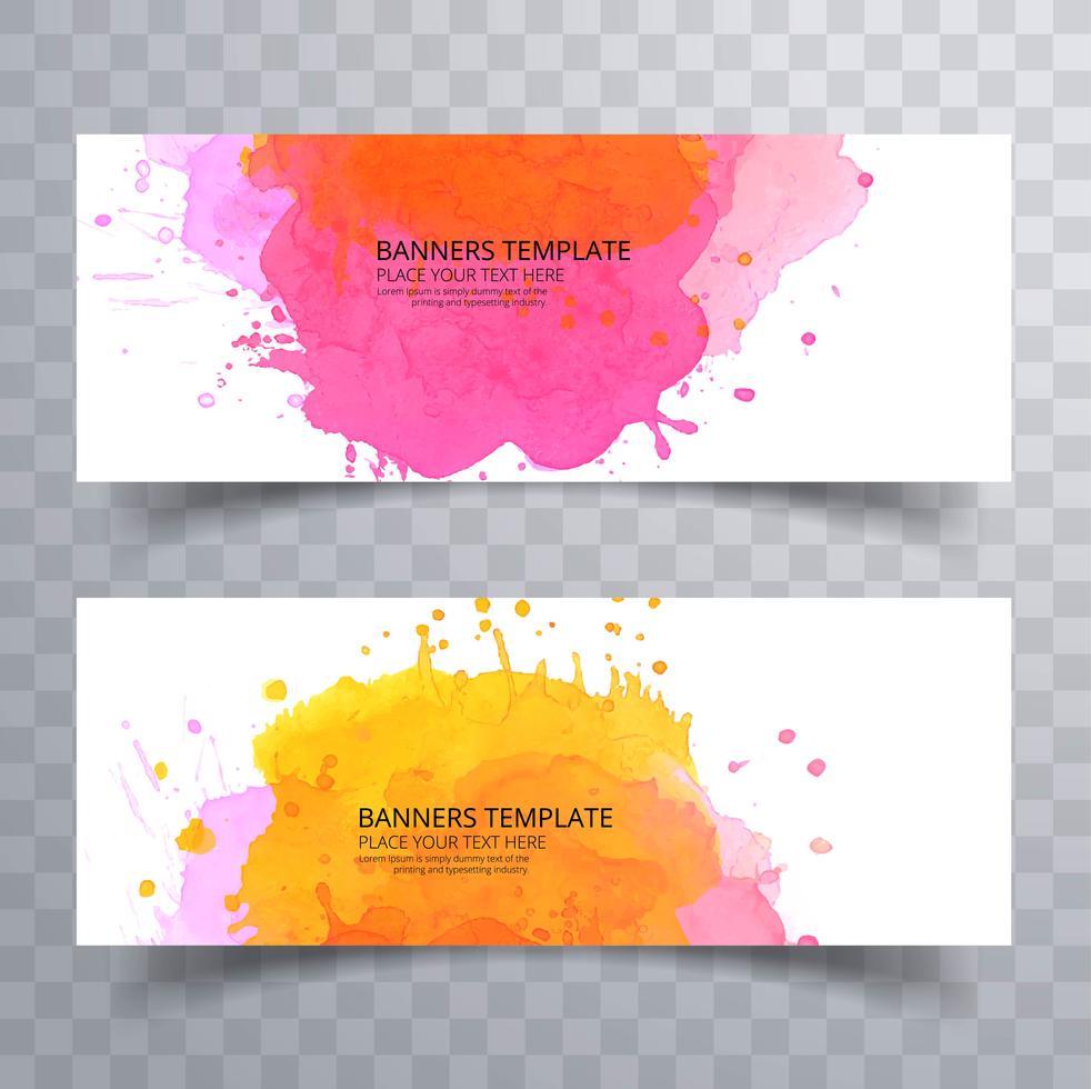 Abstract colorful watercolor header set design 340410 Vector Art at ...