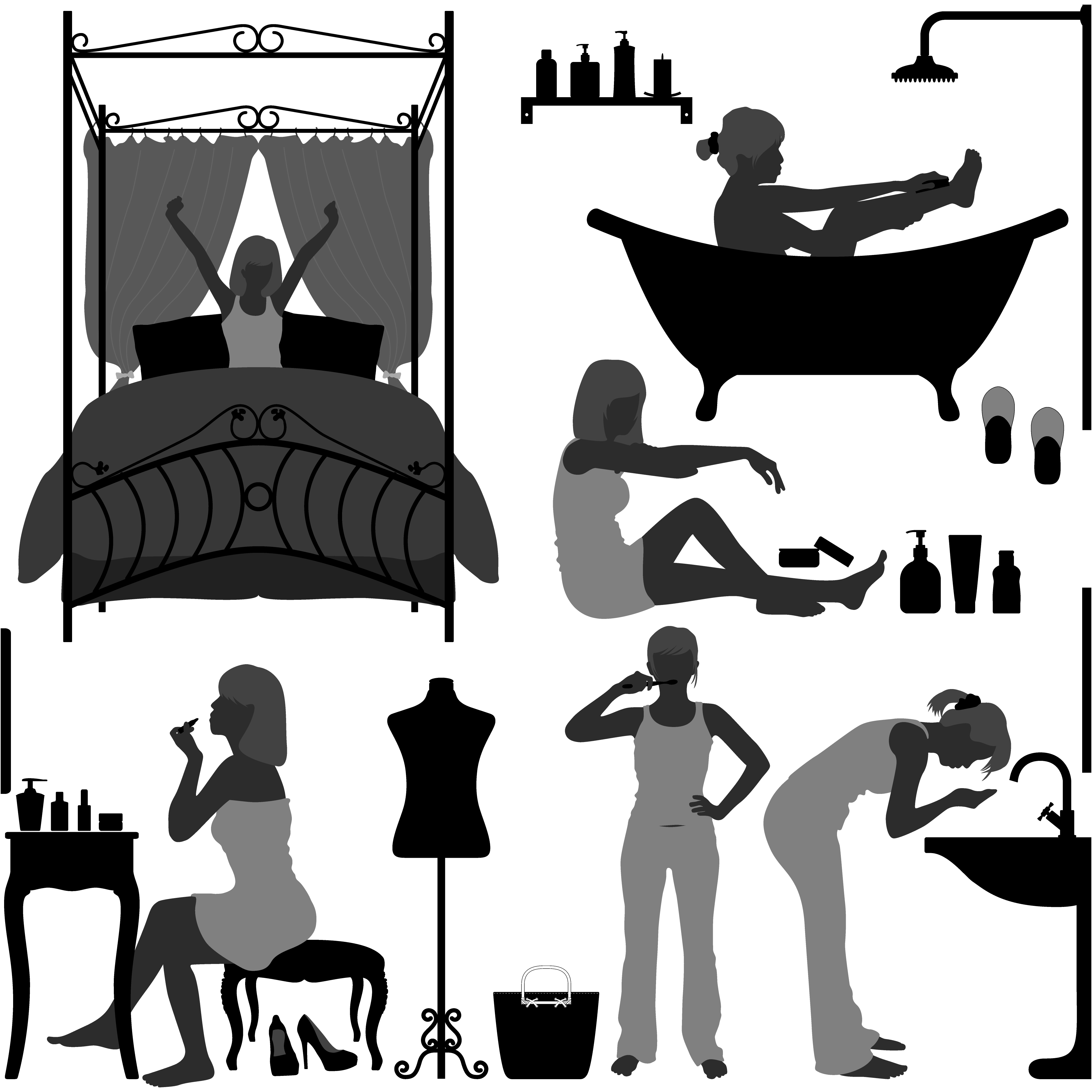 Woman Daily Routine Morning 341260 Vector Art At Vecteezy