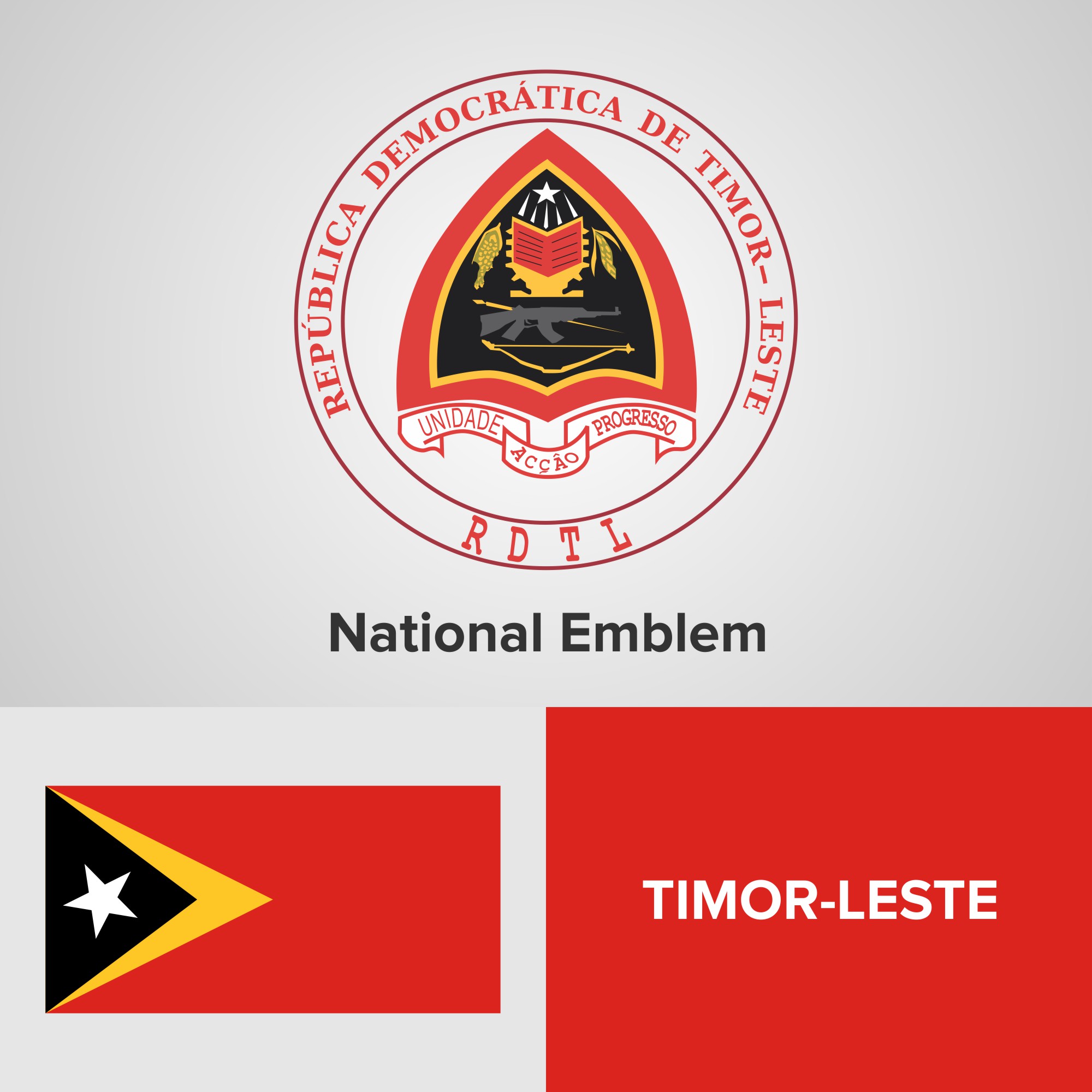 Timor Leste National Emblem Map And Flag 343526 Vector Art At Vecteezy