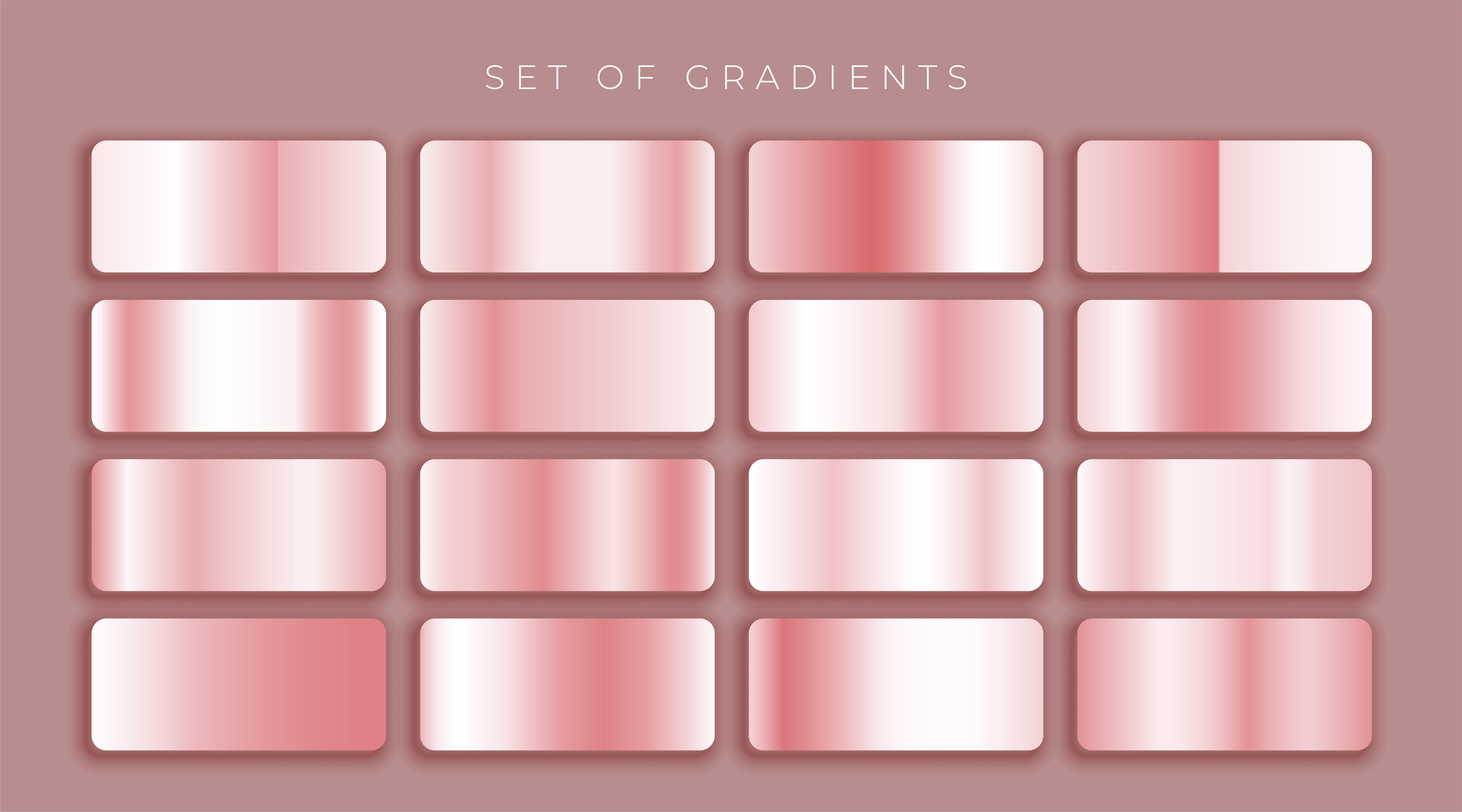 Rose Gold Or Pink Metallic Gradients Set Download Free Vector Art