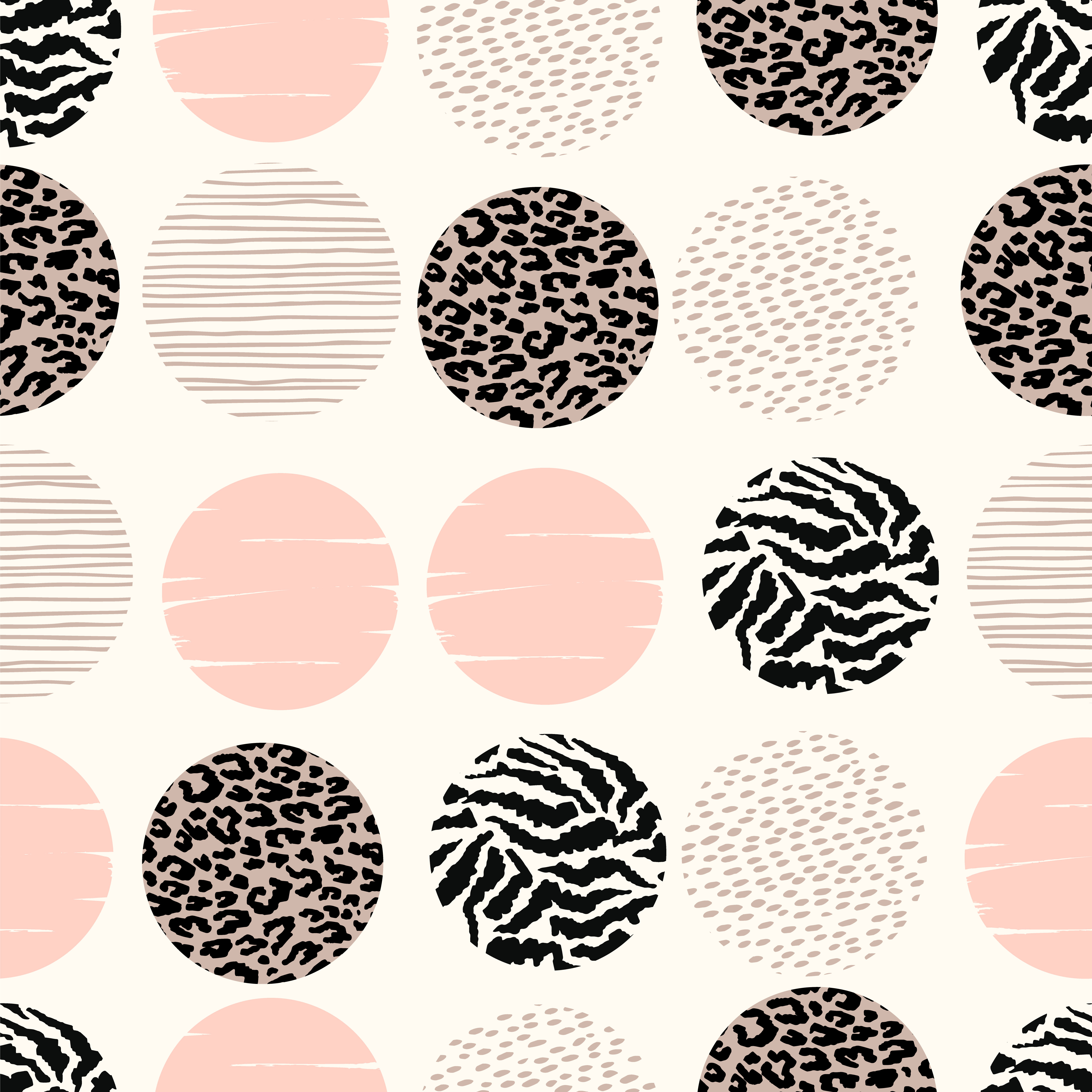 Abstract geometric seamless pattern with animal print and circles ...