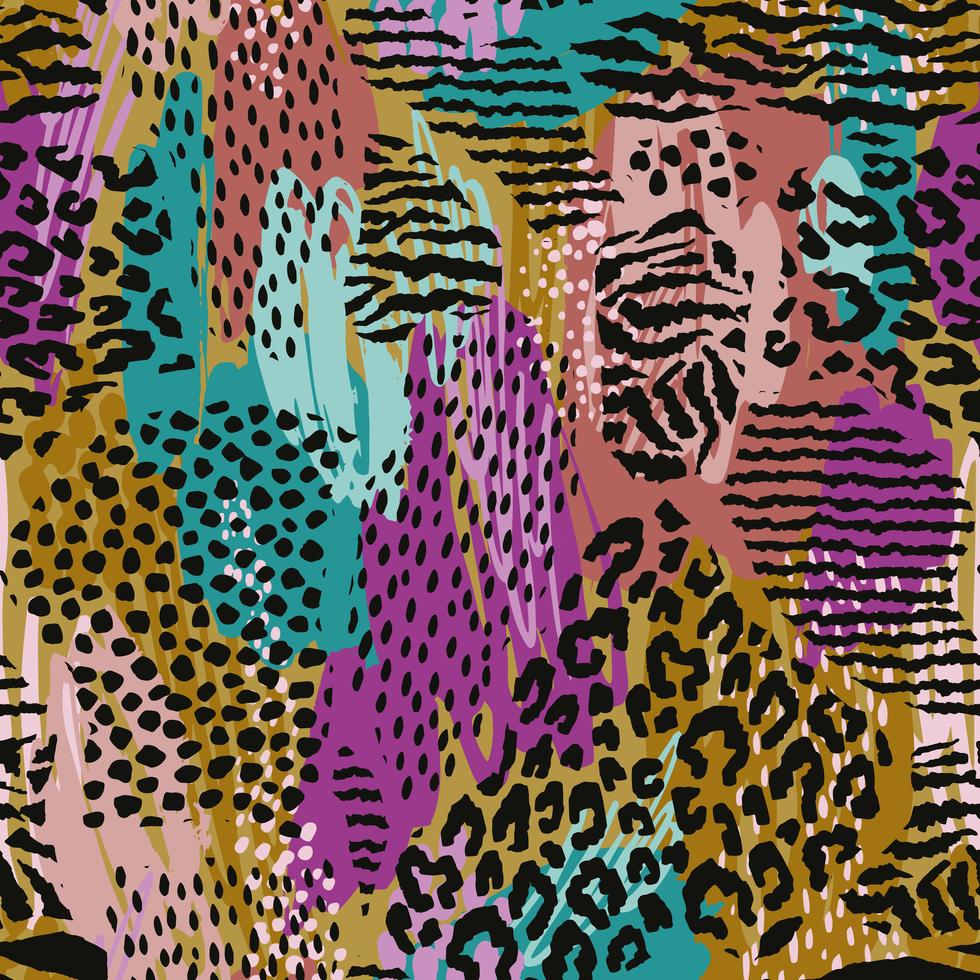 Abstract seamless pattern with animal print. Trendy hand drawn textures ...