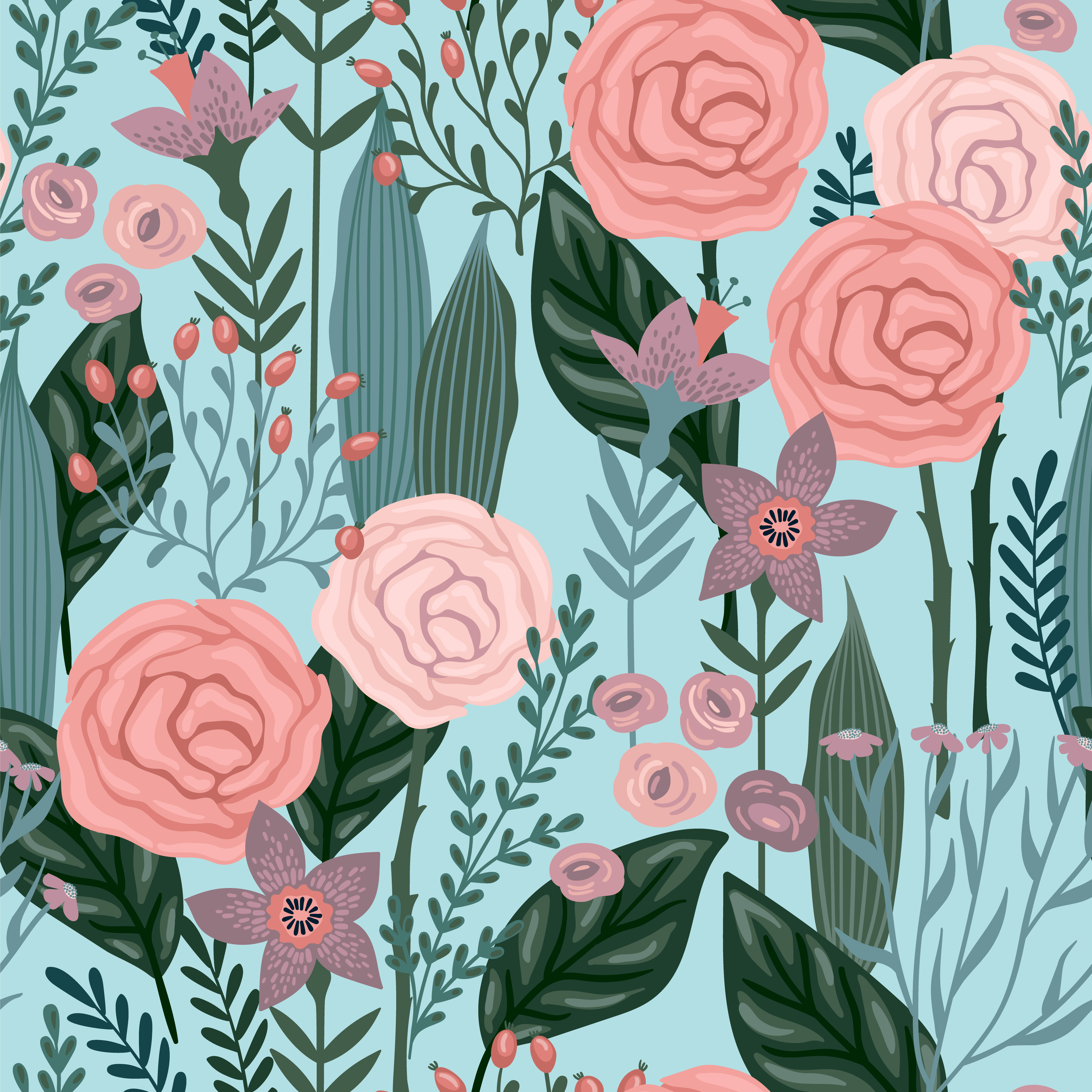 Floral Seamless Pattern Vector Design 345119 Vector Art At Vecteezy