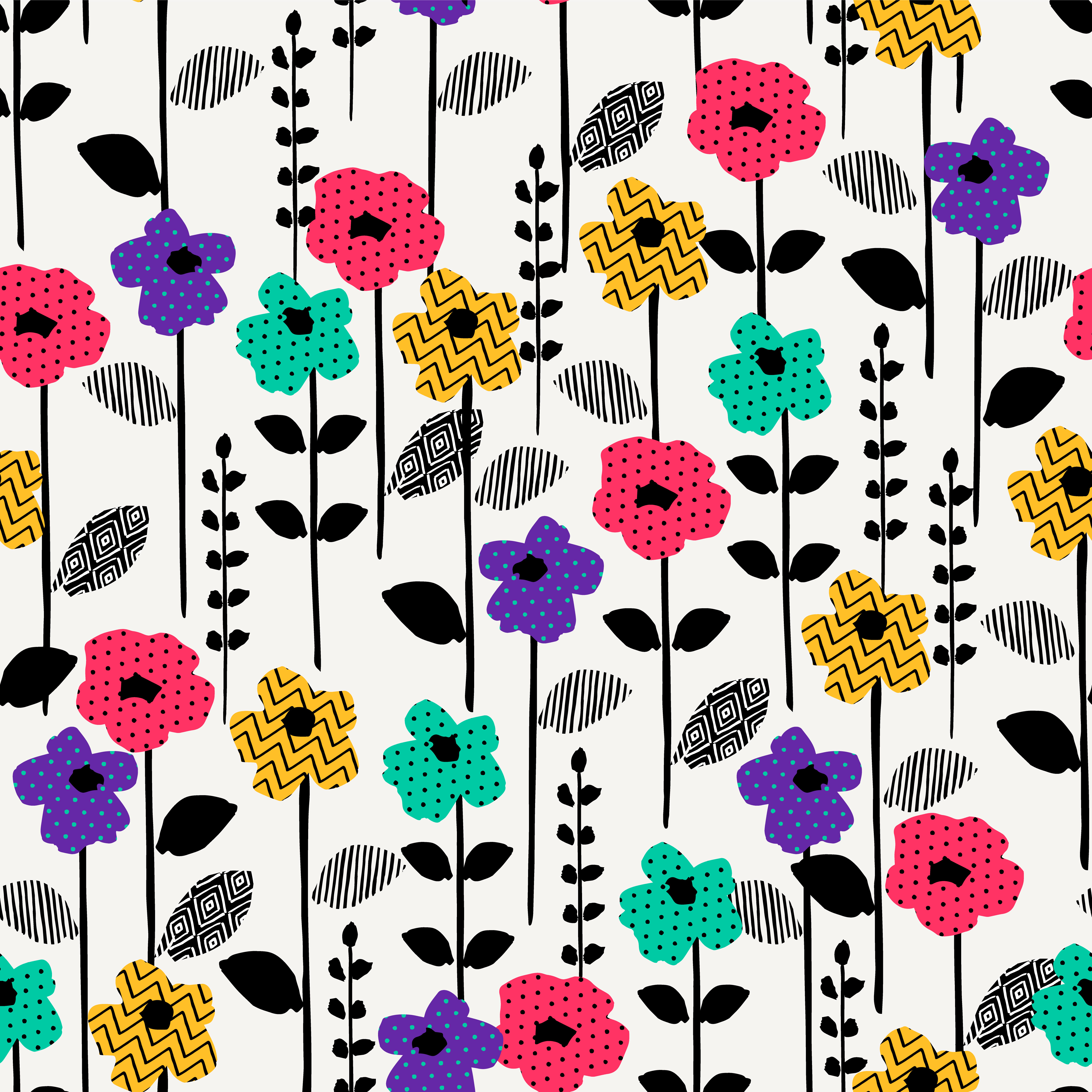 Floral Abstract Seamless Pattern Vector Design For Different Surfases