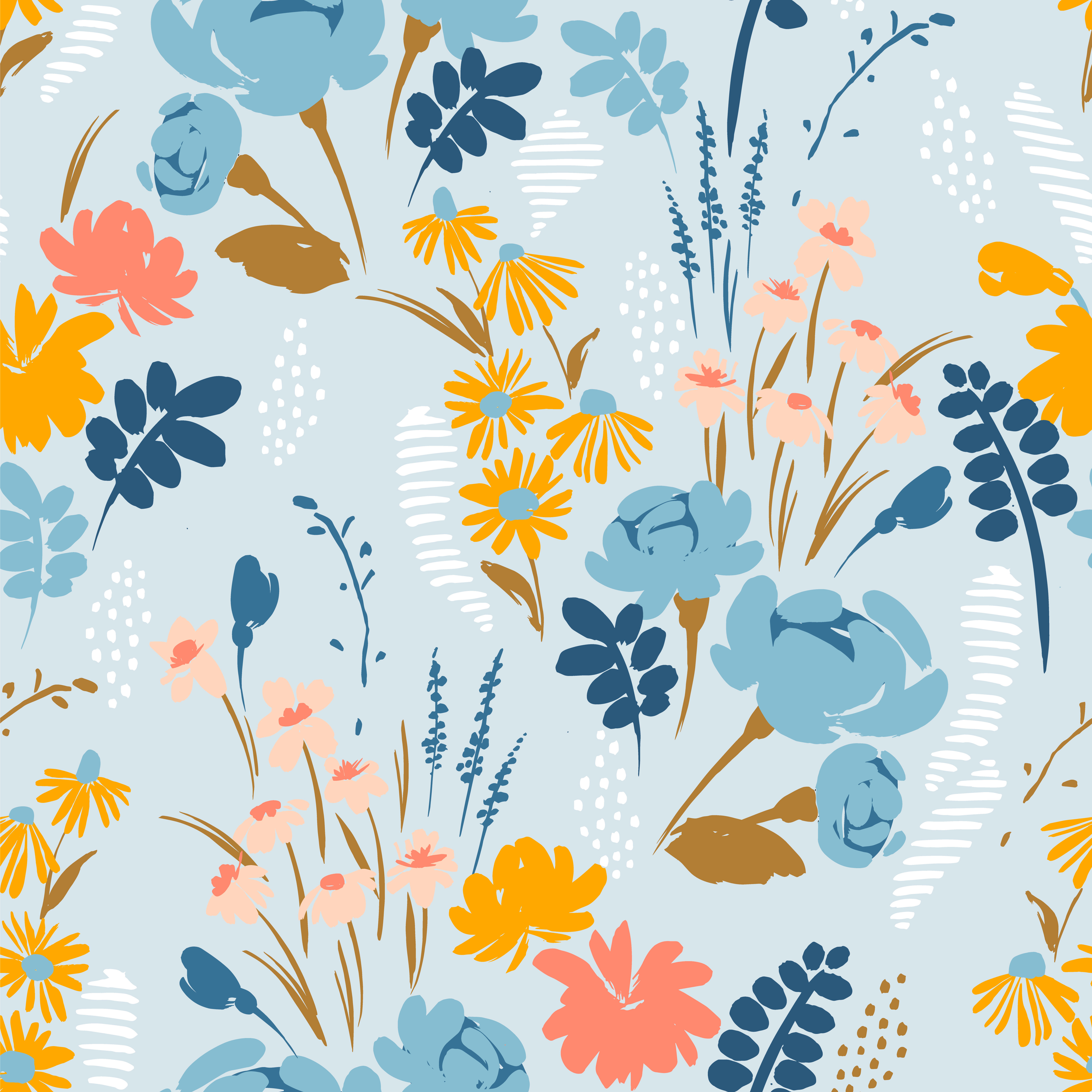 Floral Abstract Seamless Pattern Vector Design For Different Surfases