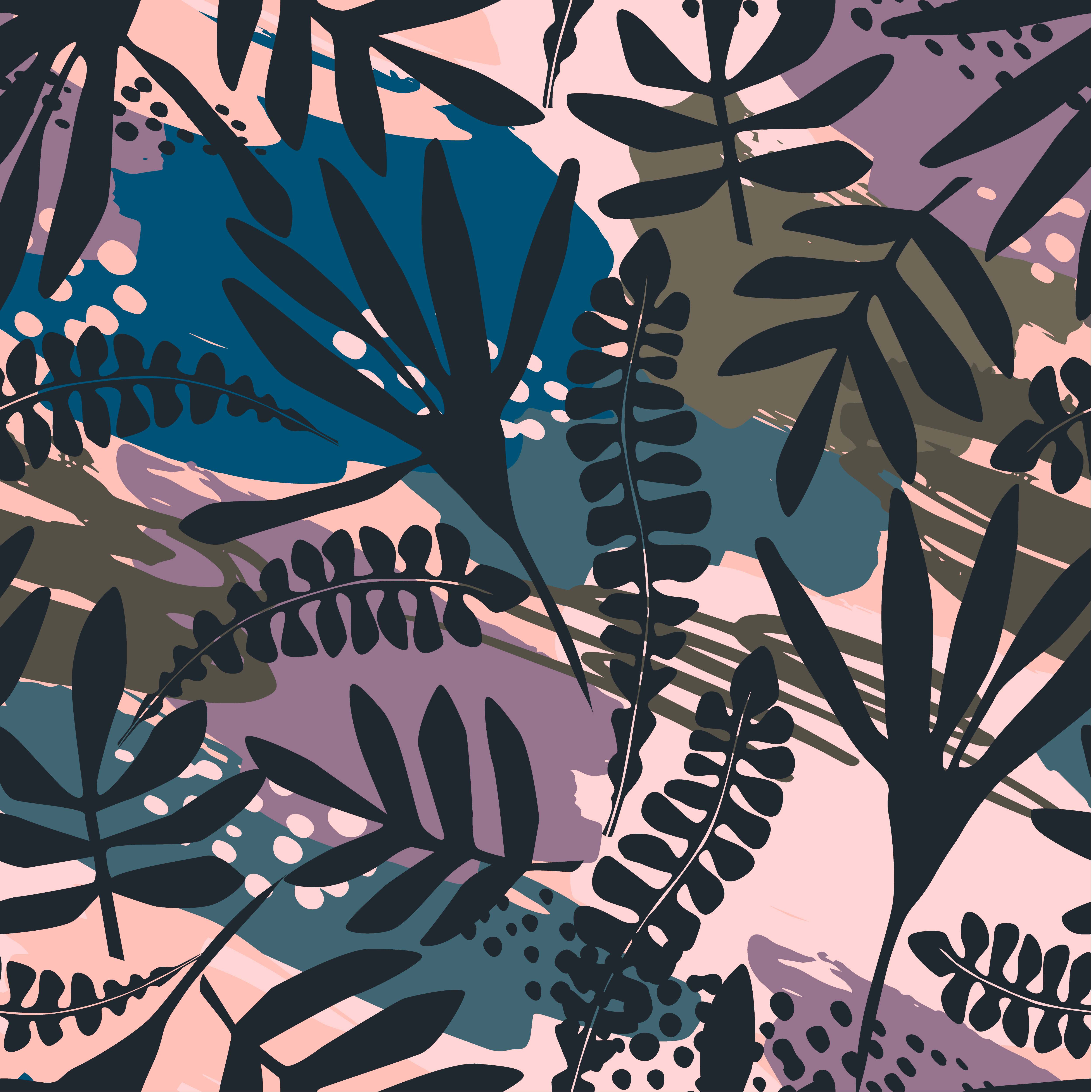 Abstract floral seamless pattern with trendy hand drawn textures ...