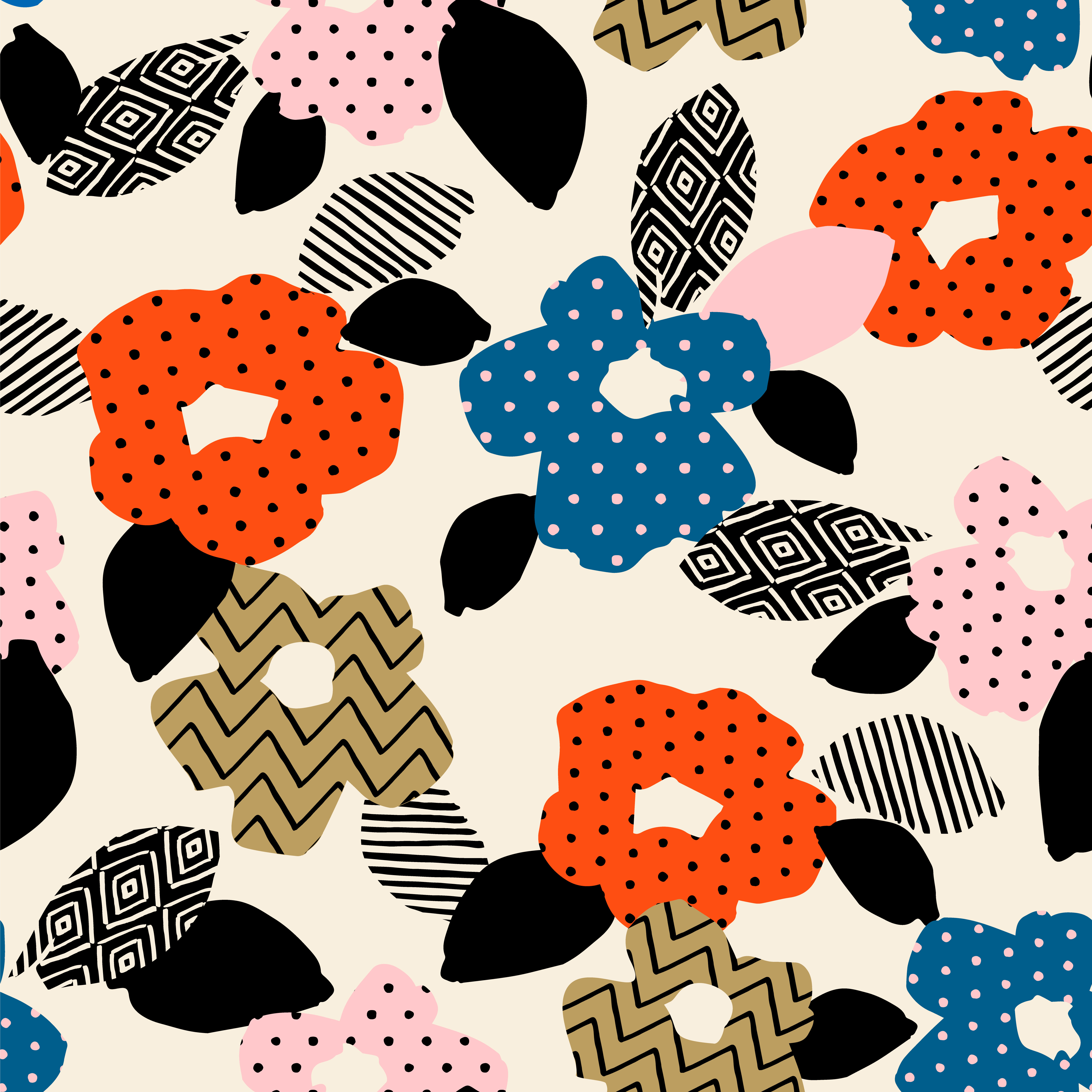 Floral Abstract Seamless Pattern Vector Design For Different Surfases