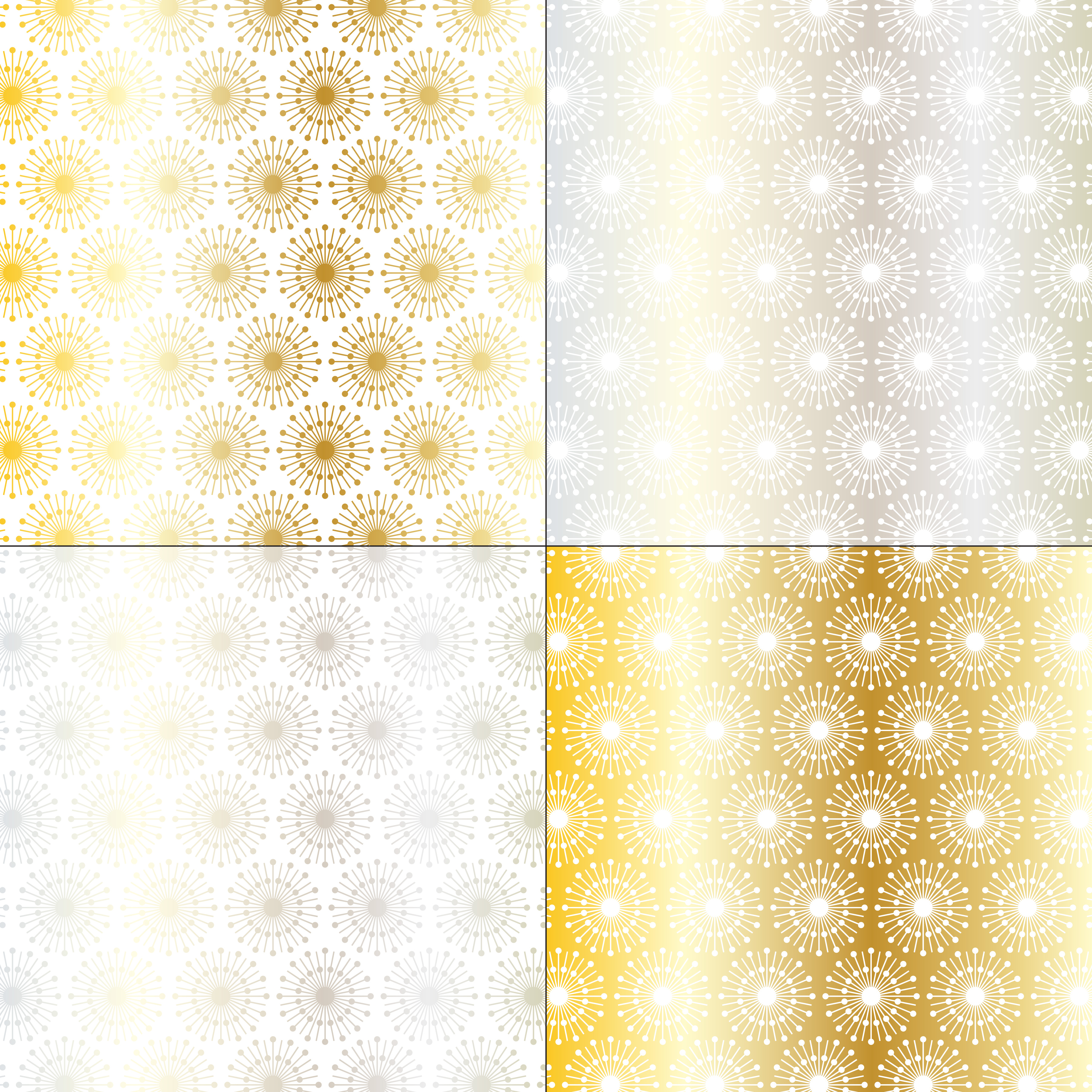 silver and gold mod starburst patterns 358076 Vector Art at Vecteezy