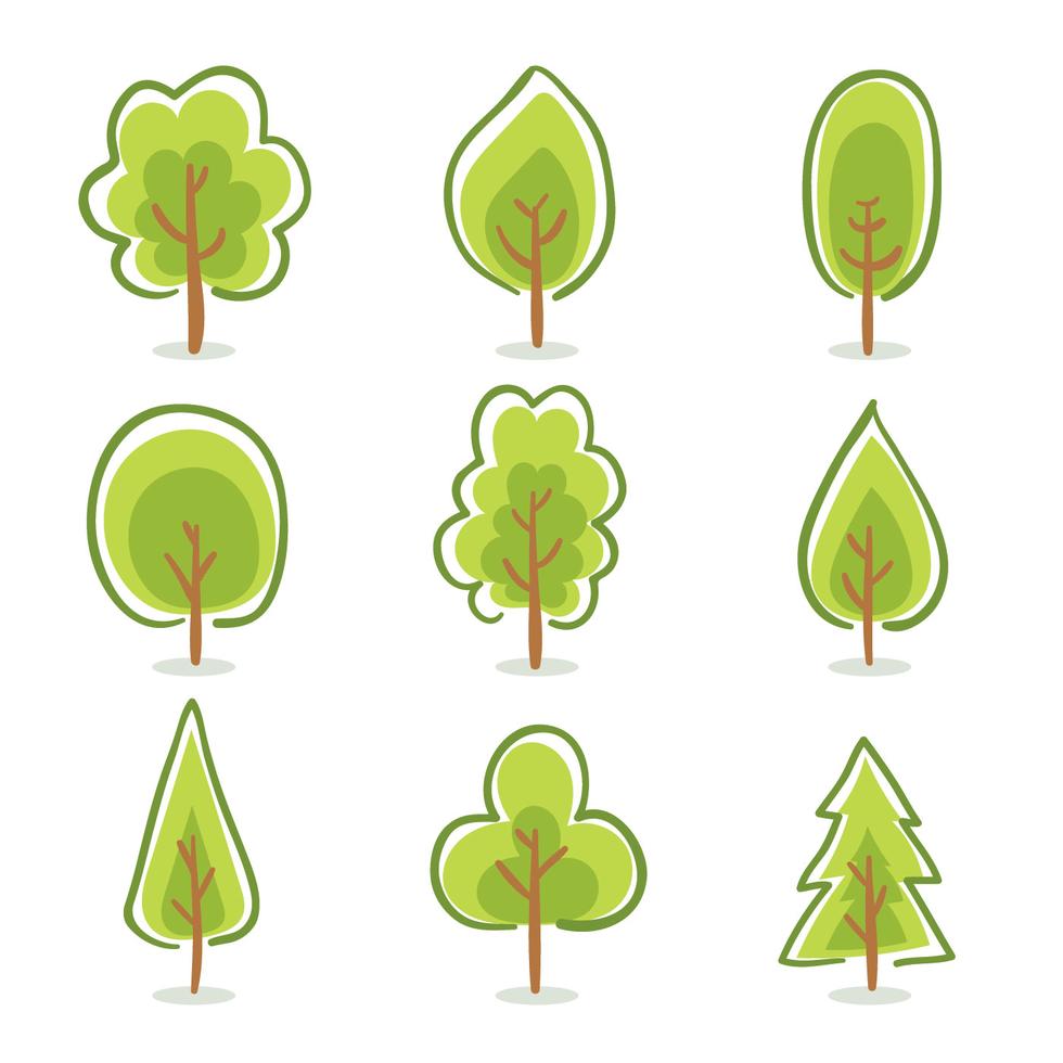 Hand Drawn Tree Collection Vector 358663 Vector Art at Vecteezy