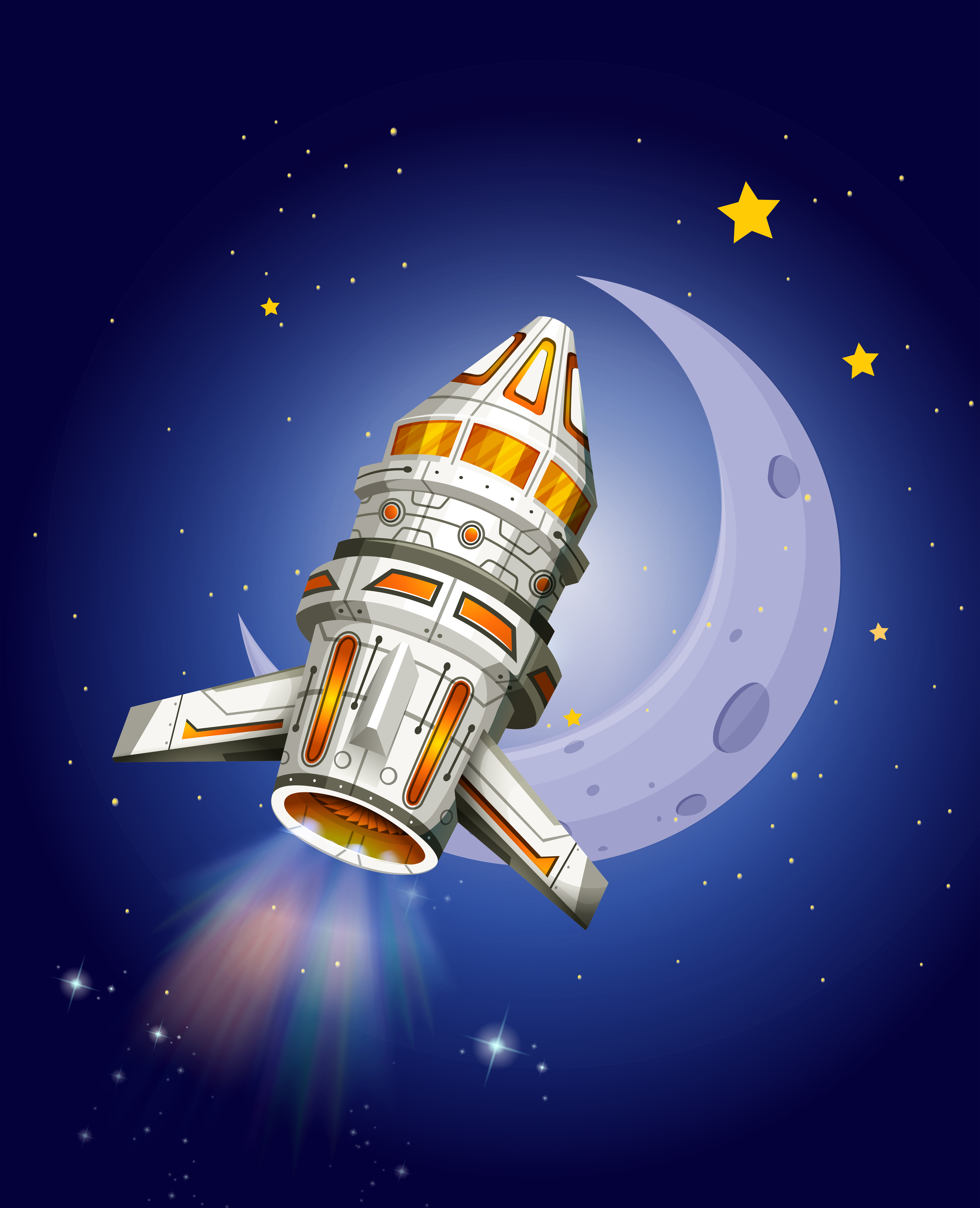 Spaceship flying in the space 359461 Vector Art at Vecteezy