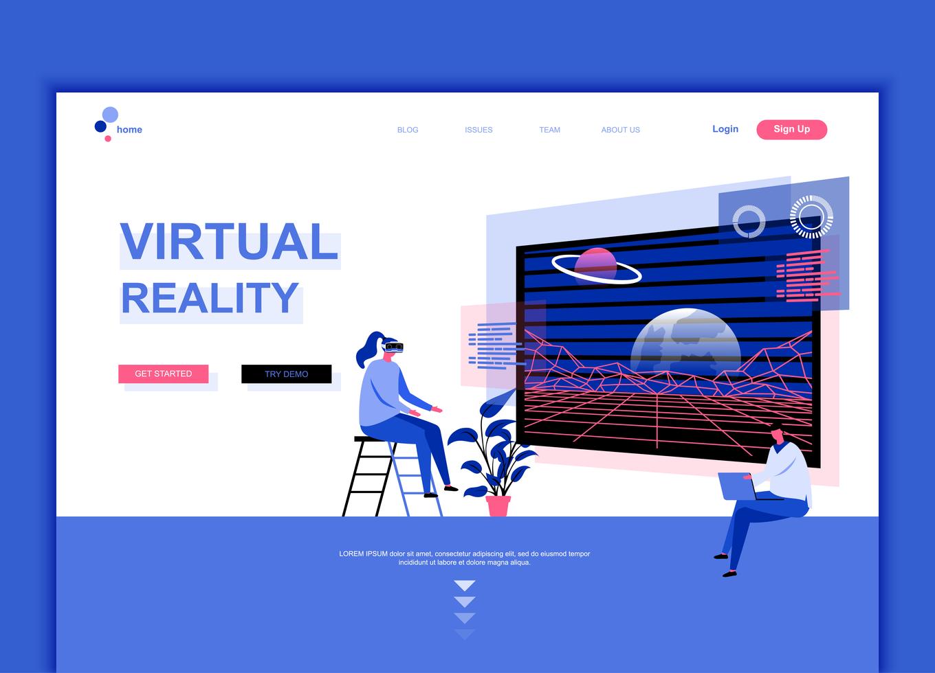 Modern flat web page design template concept of Virtual Augmented ...
