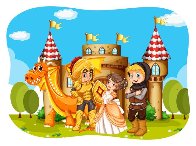 Princess and knights standing in front of the castle 361856 Vector Art ...