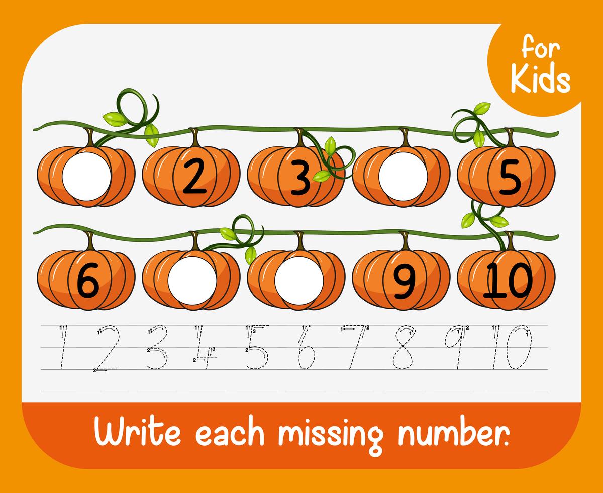 Write each missing number worksheet 361862 Vector Art at Vecteezy