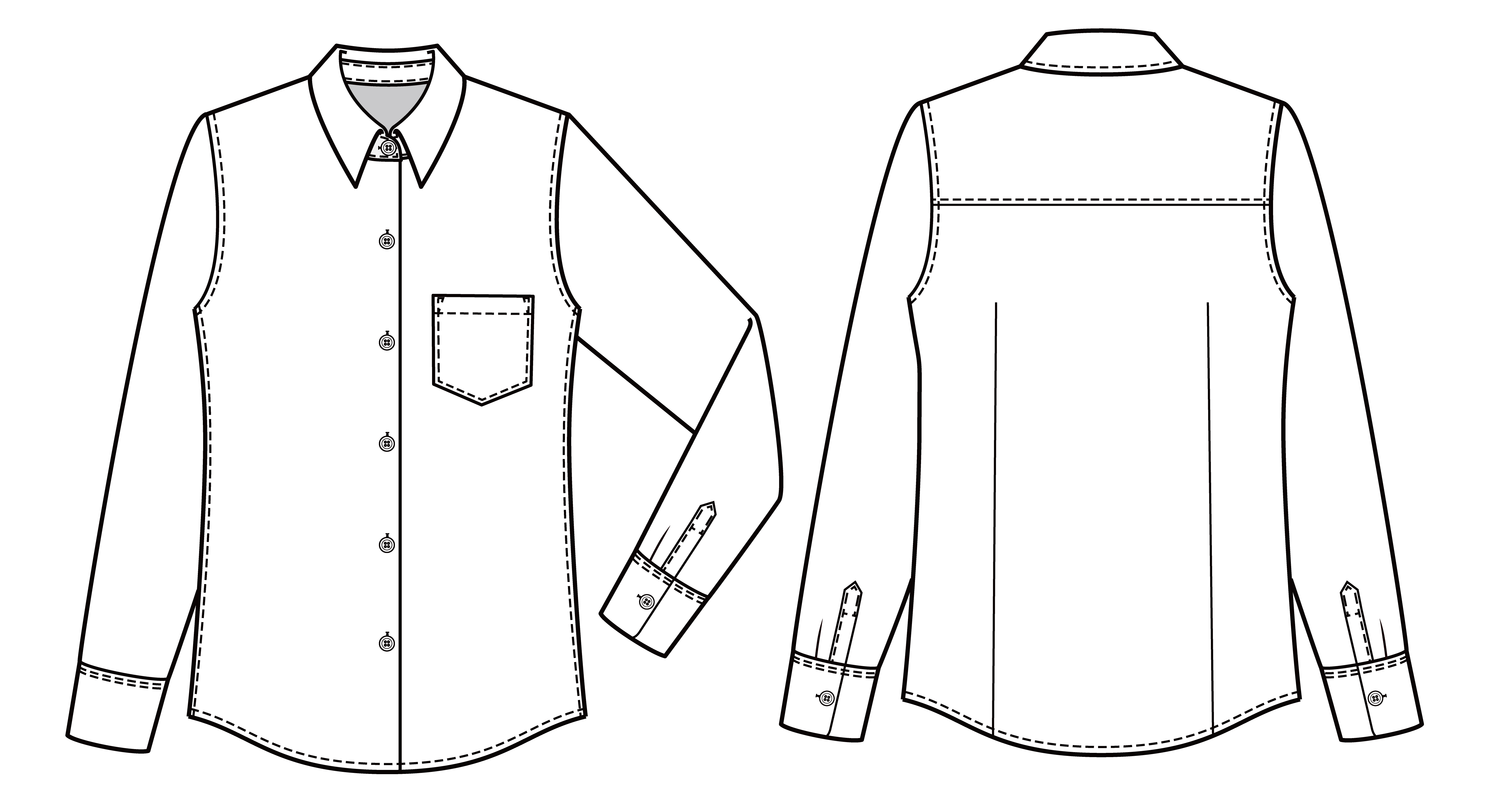 Long Sleeve Shirts Fashion Flat Technical Drawing Template 364090