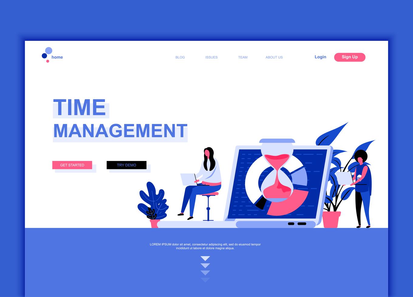 Modern Flat Web Page Design Template Concept Of Time Management 364153