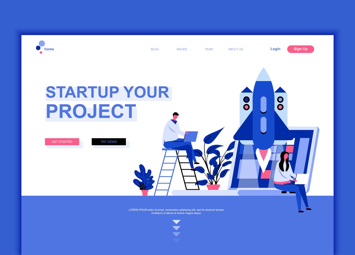 Modern flat web page design template concept of Startup Your Project ...