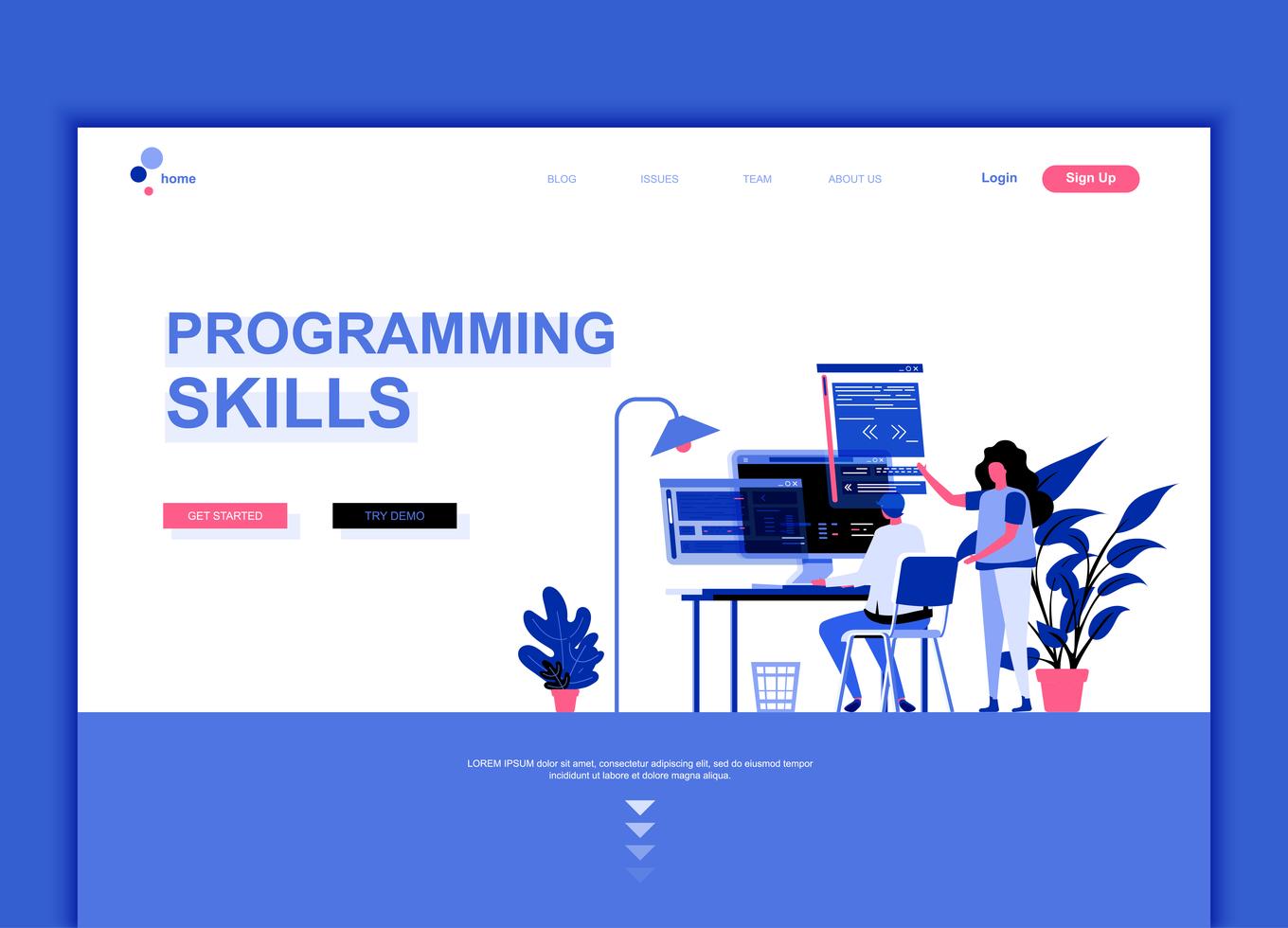 Modern flat web page design template concept of Programming Skills ...