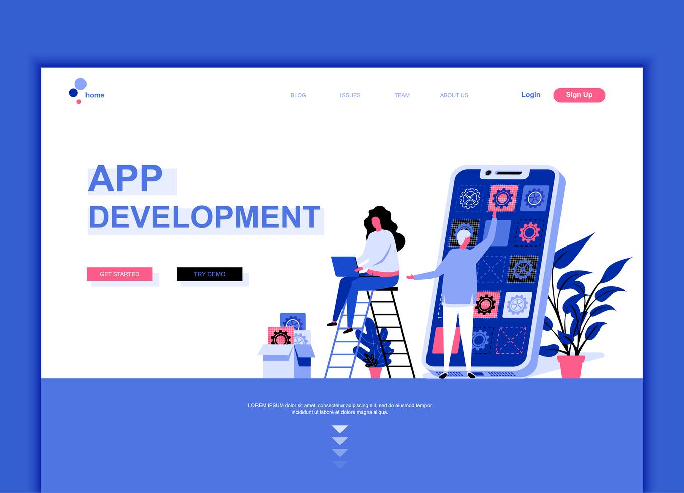 Modern flat web page design template concept of App Development 364902 Vector Art at Vecteezy