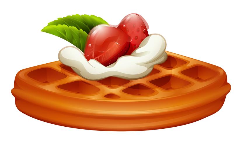 Waffle With Strawberry And Cream 365509 Vector Art At Vecteezy