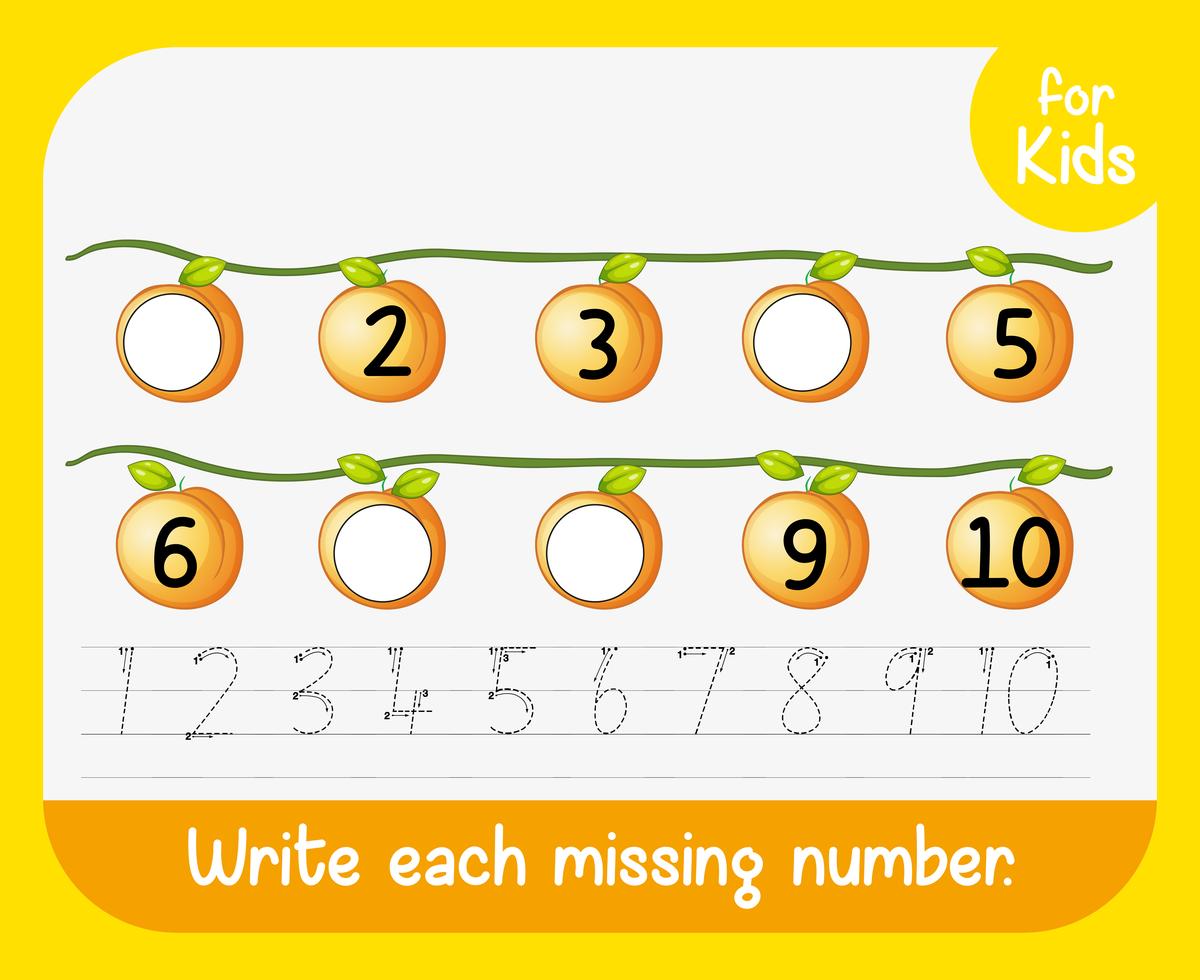 Write each missing number worksheet 367970 Vector Art at Vecteezy