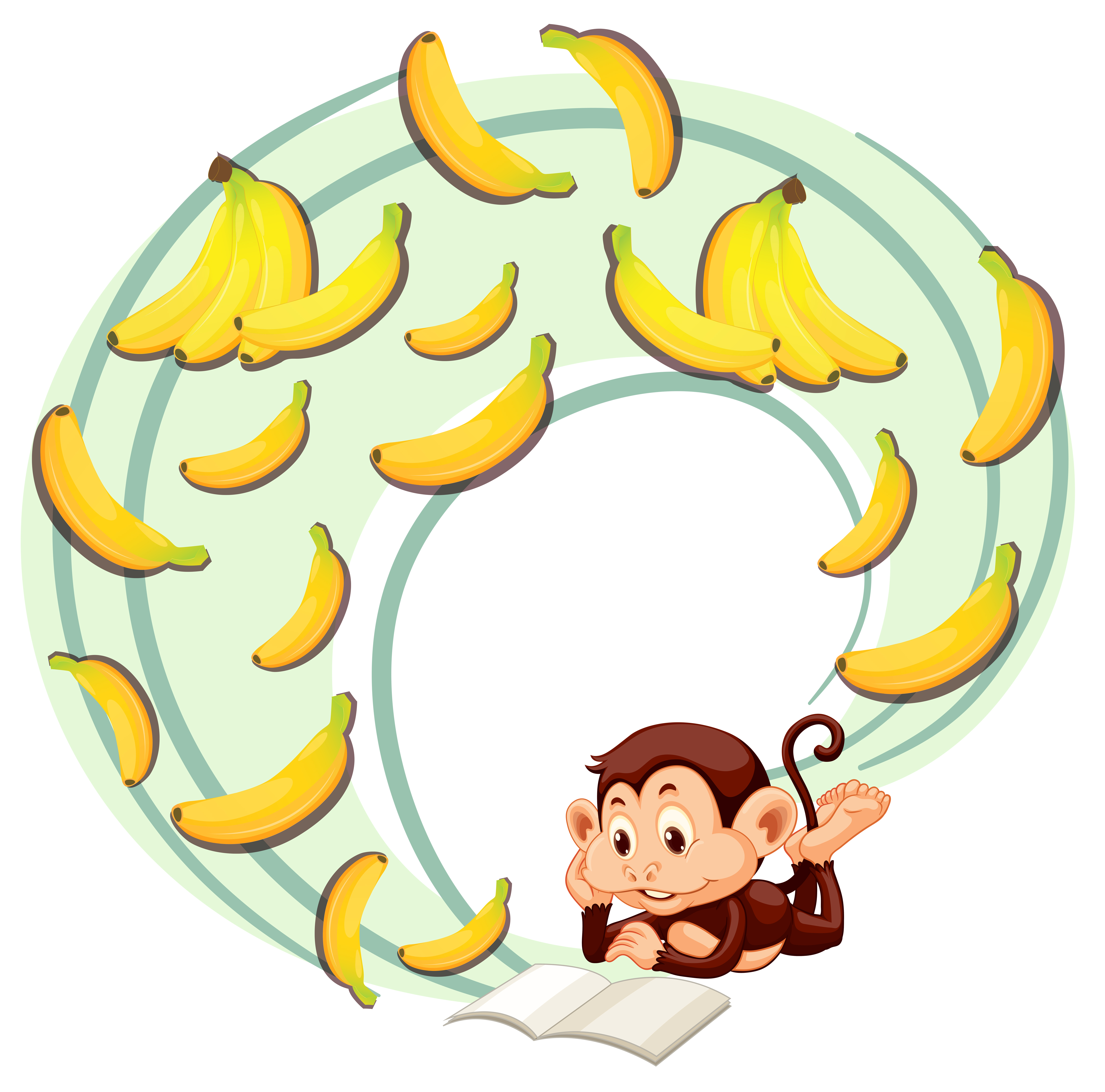Monkey reading about banana 368339 Vector Art at Vecteezy