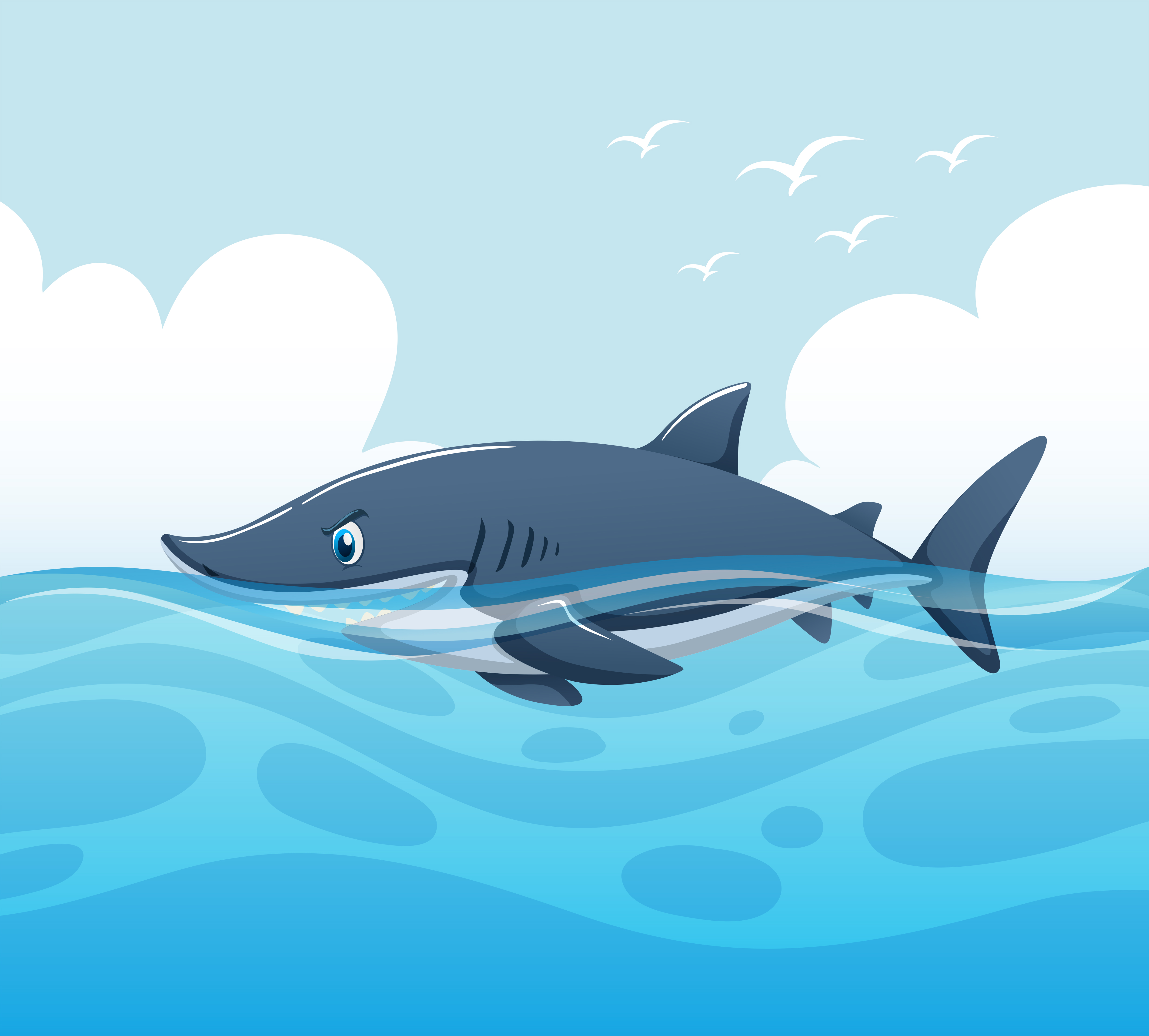 Scene with shark in ocean 369353 Vector Art at Vecteezy