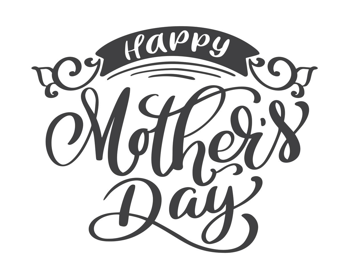 Happy Mothers Day Hand Drawn Lettering Quotes Vector T Shirt Or Postcard Print Design Hand