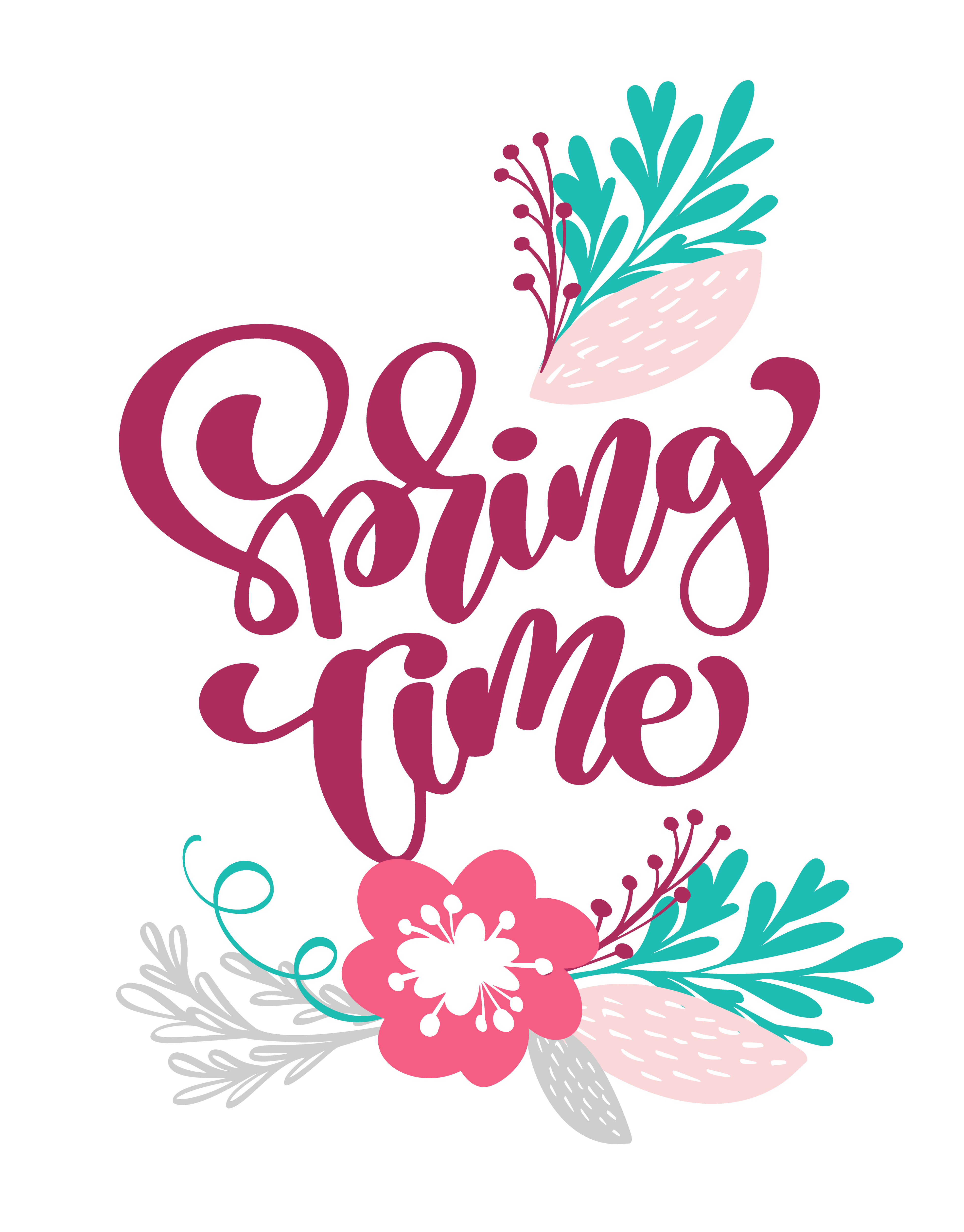 Spring time Hand drawn text and design for greeting card 371574 Vector ...