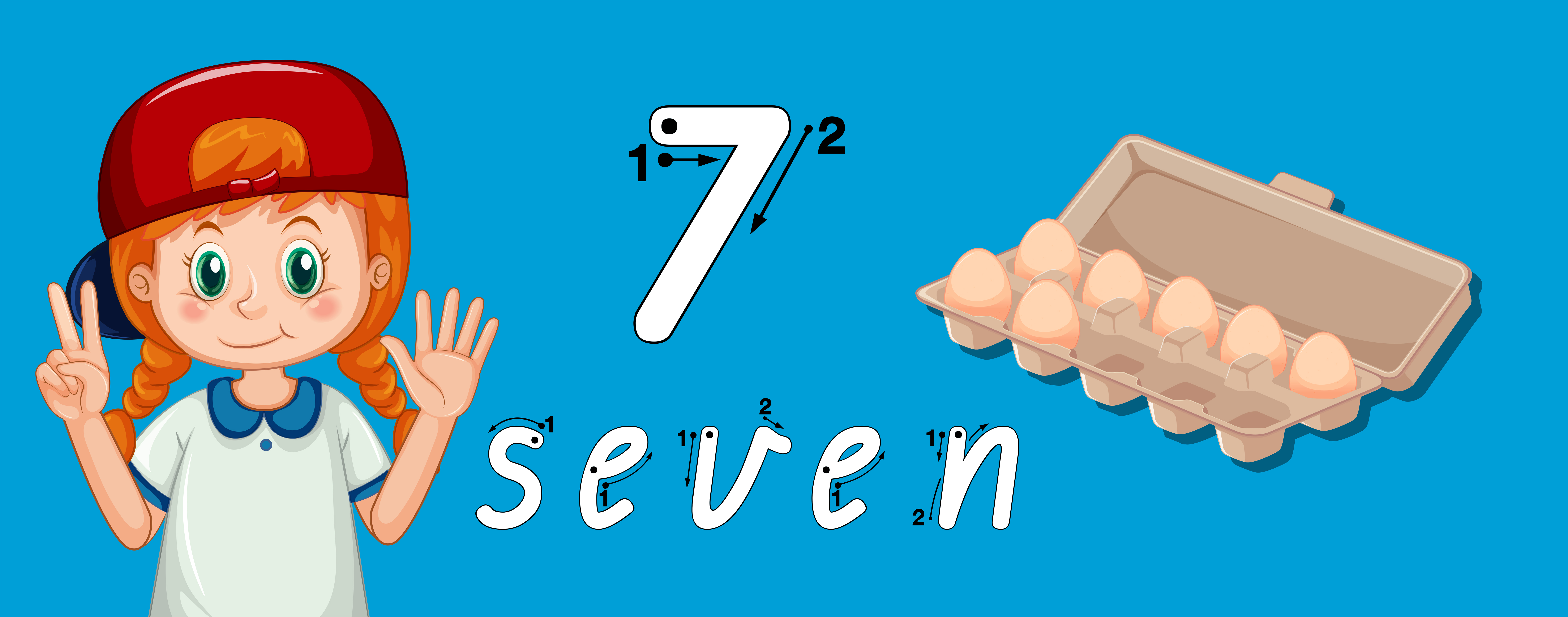 Number Seven Tracing Guide 373855 Vector Art At Vecteezy