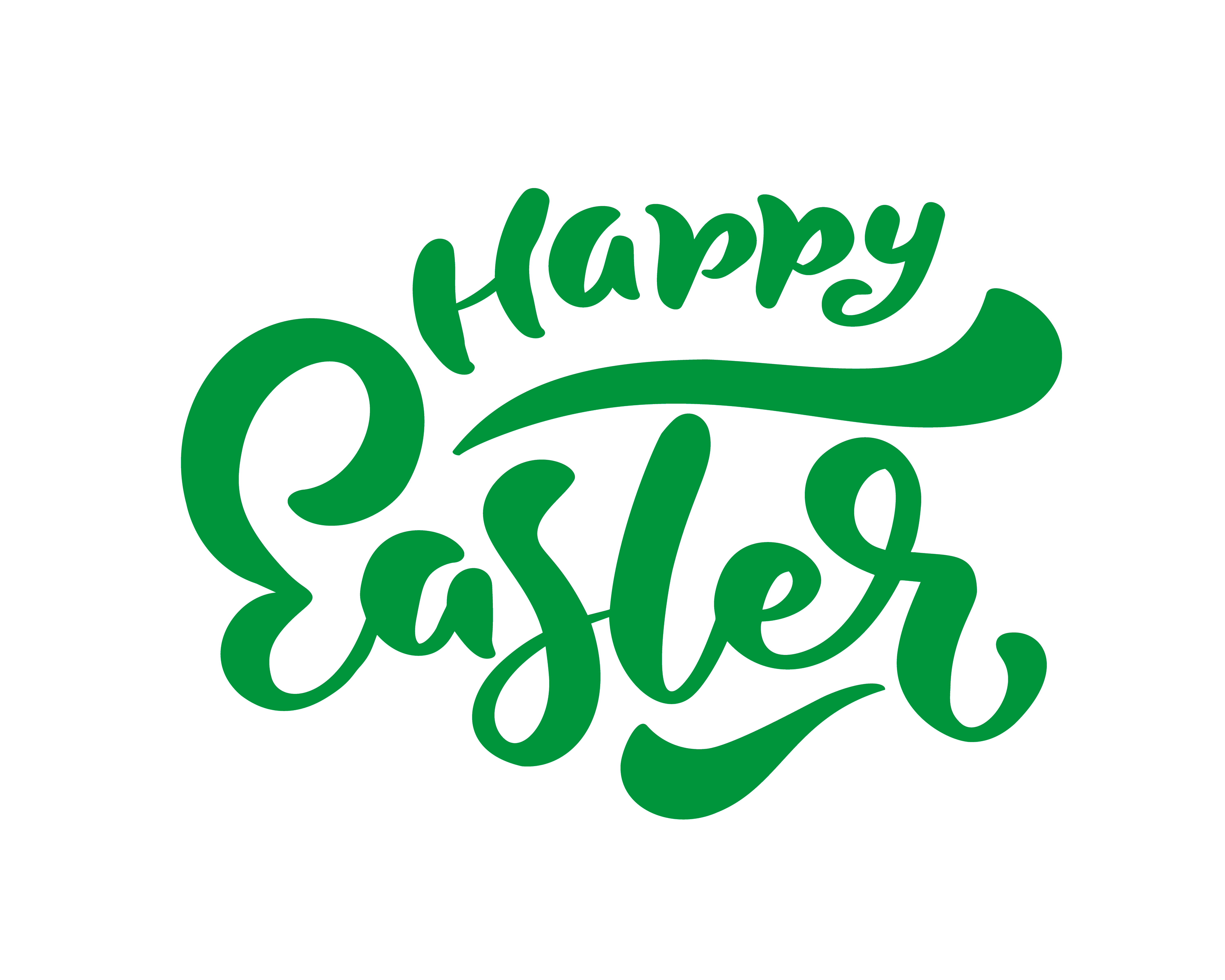 Green Happy Easter handwritten lettering. Happy Easter typography ... Green Happy Easter handwritten lettering. Happy Easter typography ...