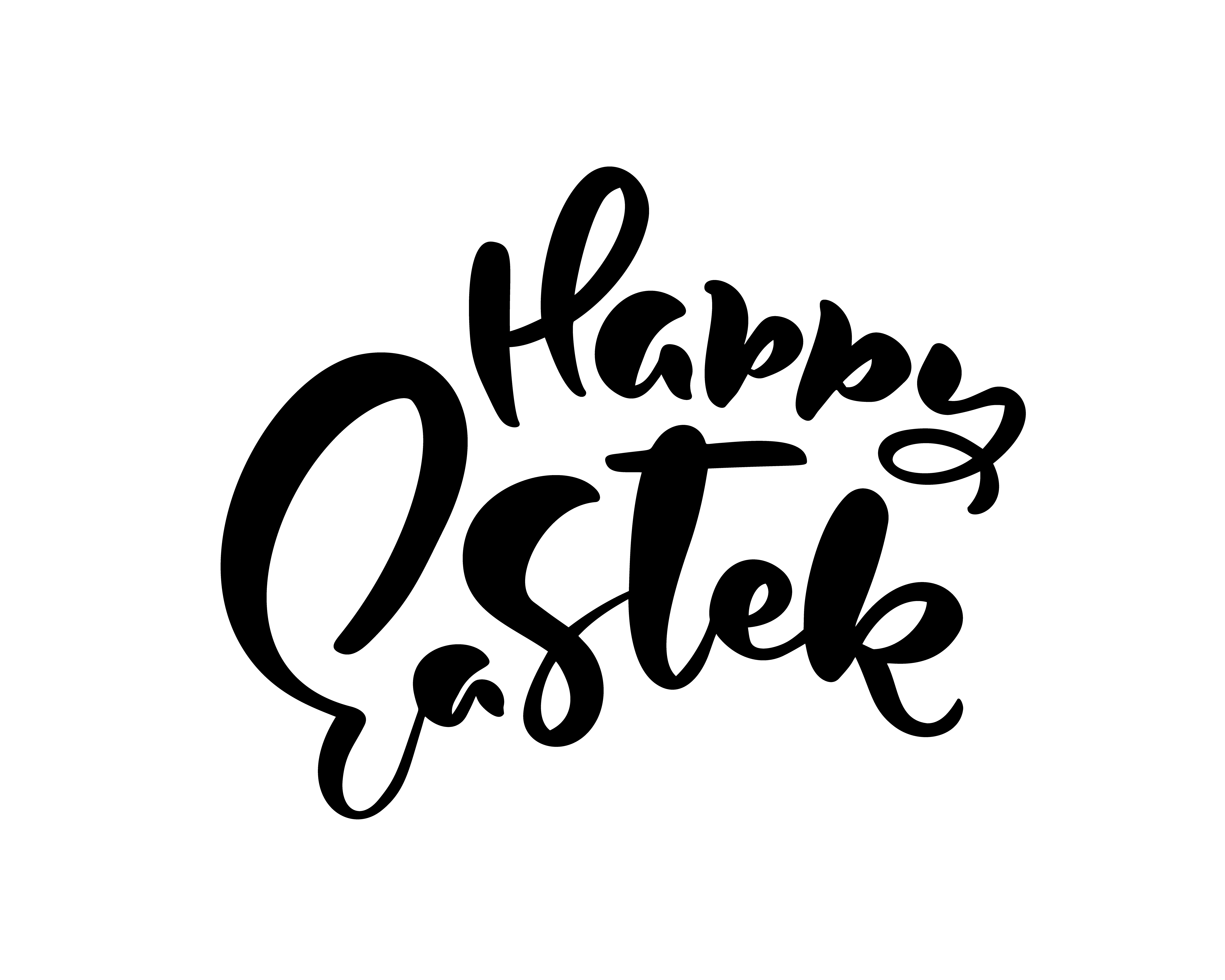 Vector Happy Easter Text Hand Drawn Calligraphy And Brush Pen Isolated